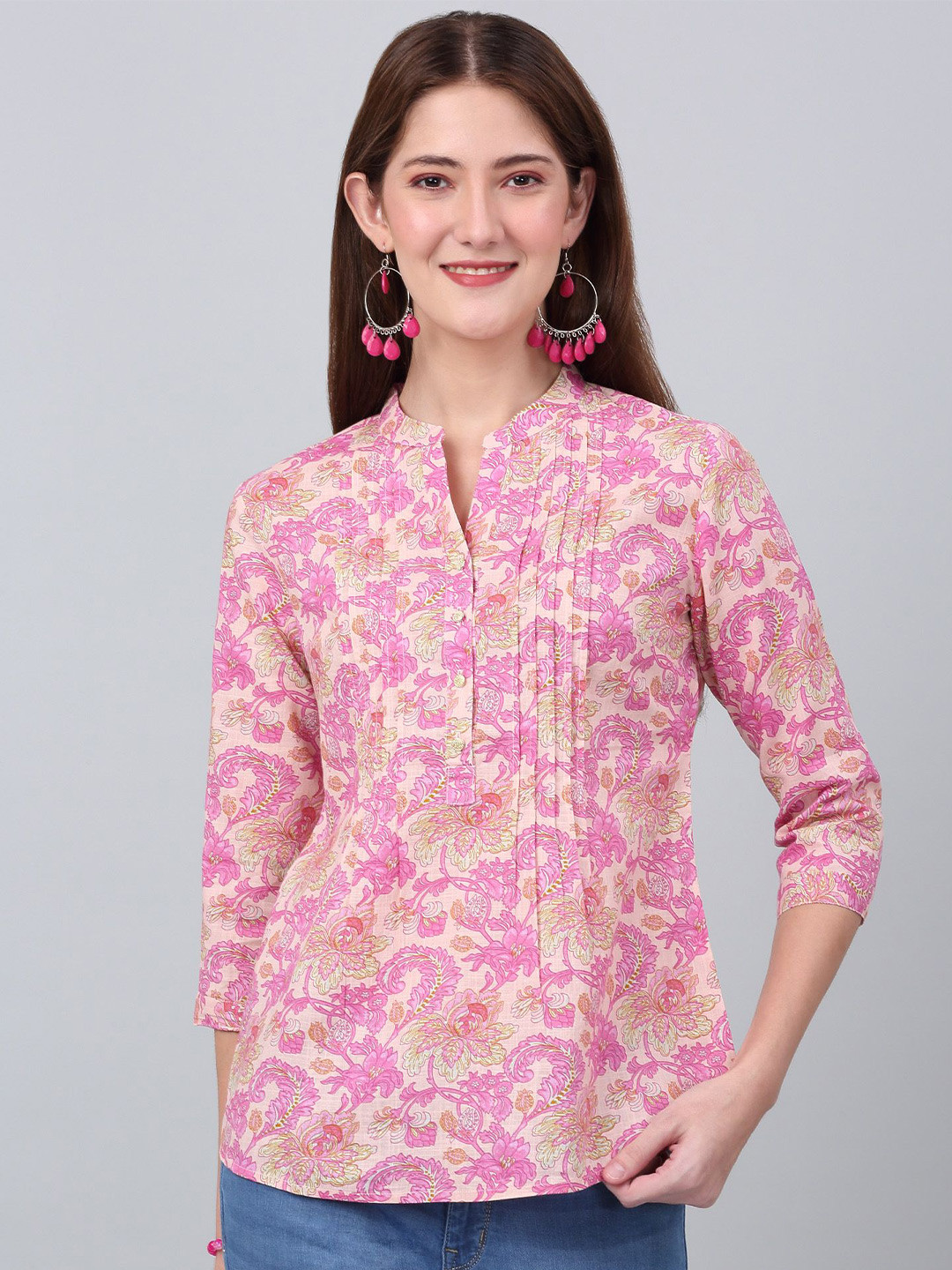 Buy Cantabil Mandarin Collar Printed Tunic - Tunics for Women 29978991 ...