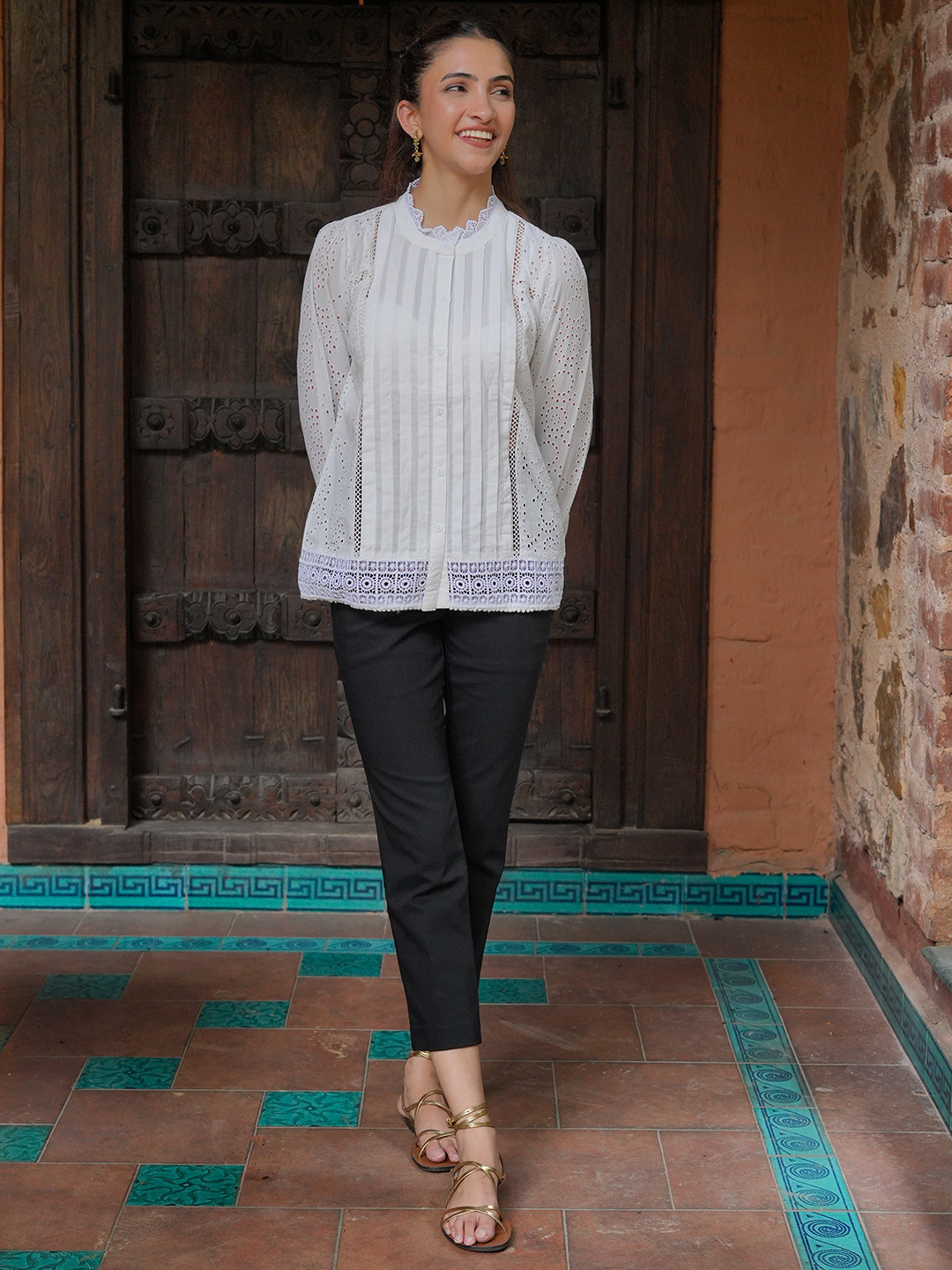 Buy Libas Geometric Schiffli Top - Tops for Women 29980034 | Myntra