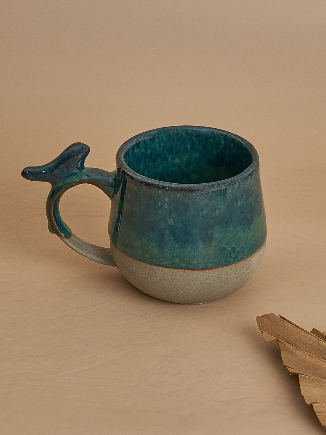 Buy NURTURE INDIA Beige & Blue Printed Ceramic Matte Mugs 250 Ml - Cups ...