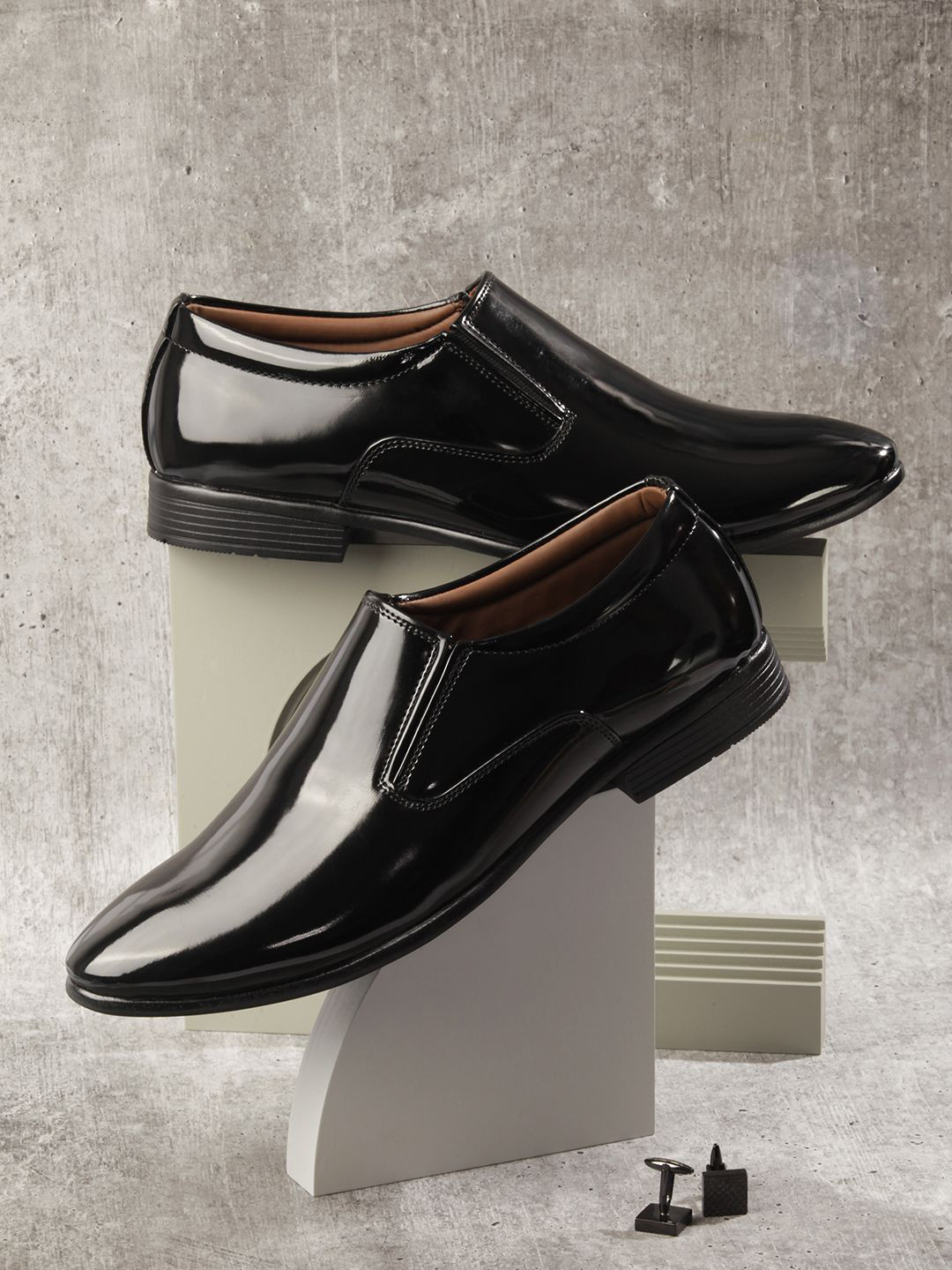 Buy ID Men Men Textured Round Toe Formal Slip On Shoes - Formal Shoes ...