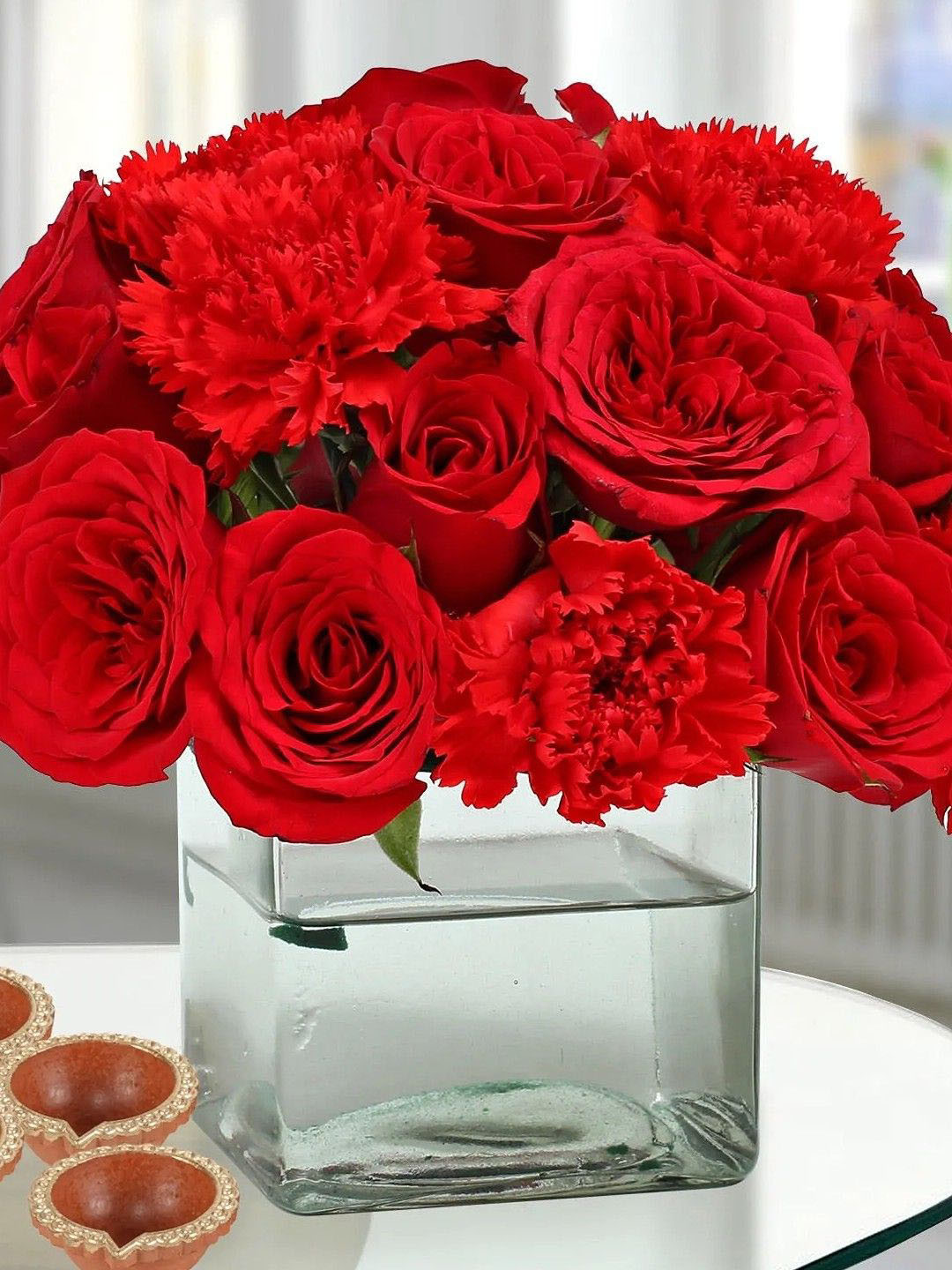 Buy Fnp Red 27 Pieces Roses Fresh Flowers Bouquet - Fresh Flowers for ...