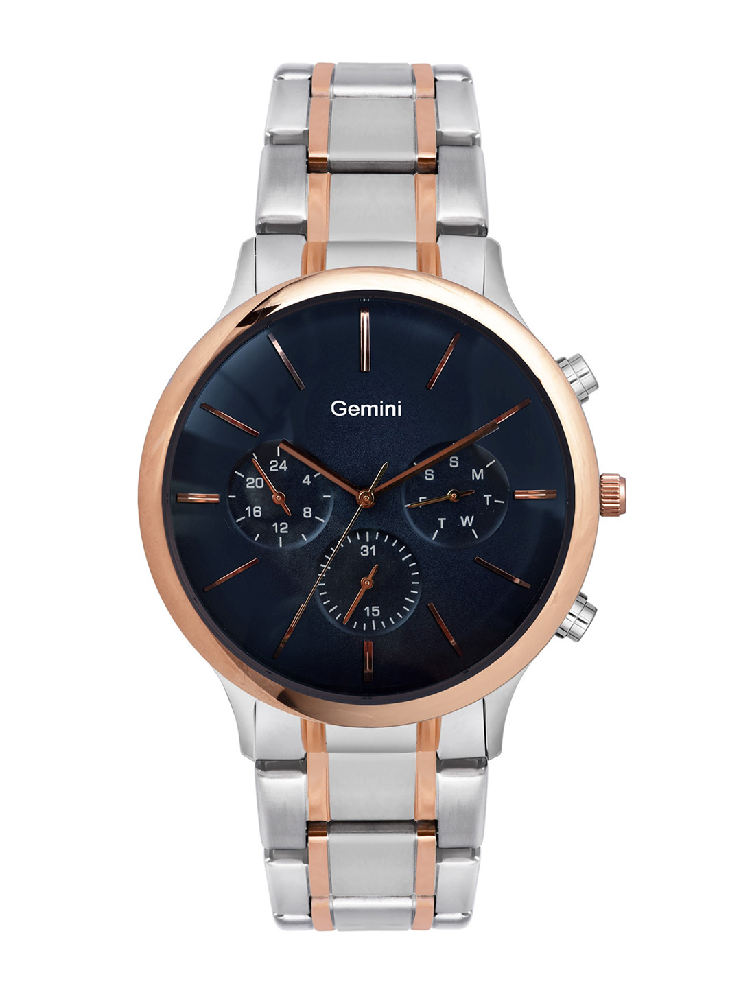 Buy GEMINI Men Embellished Dial & Stainless Steel Straps Analogue Watch ...
