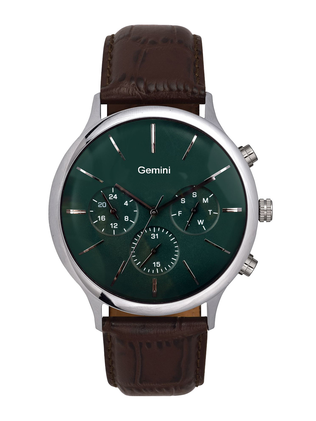 Buy GEMINI Men Dial & Leather Straps Analogue Multi Function Watch BNS ...