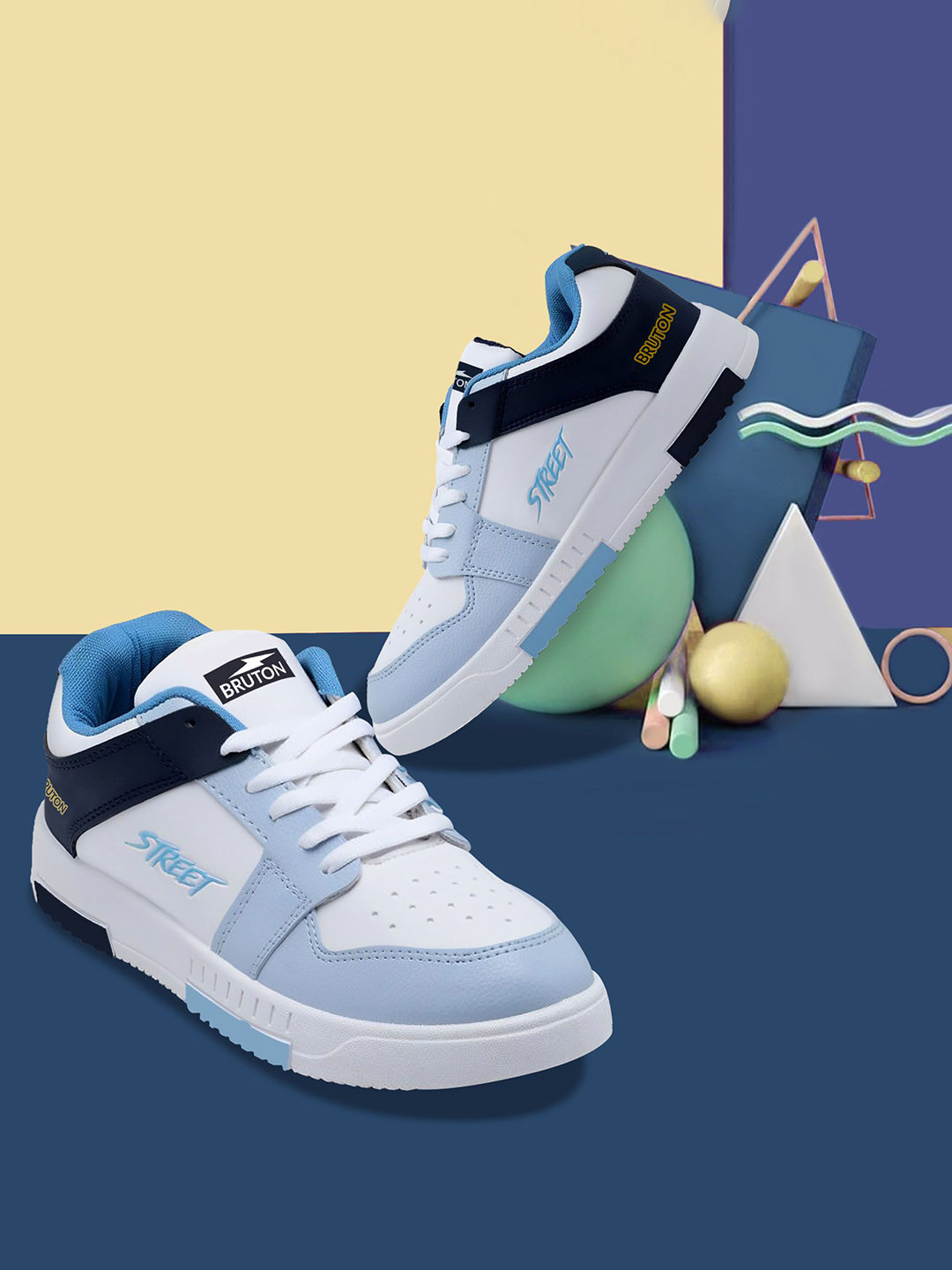 Buy Bruton Men Colourblocked Round Toe Comfort Insole Sneakers - Casual ...