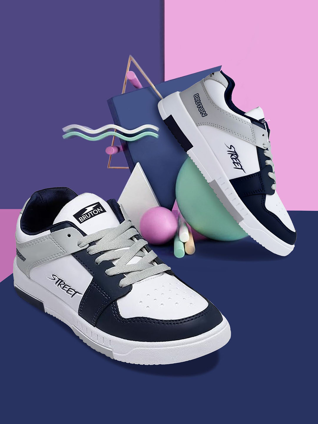 Buy Bruton Men Colourblocked Round Toe Comfort Insole Sneakers - Casual ...