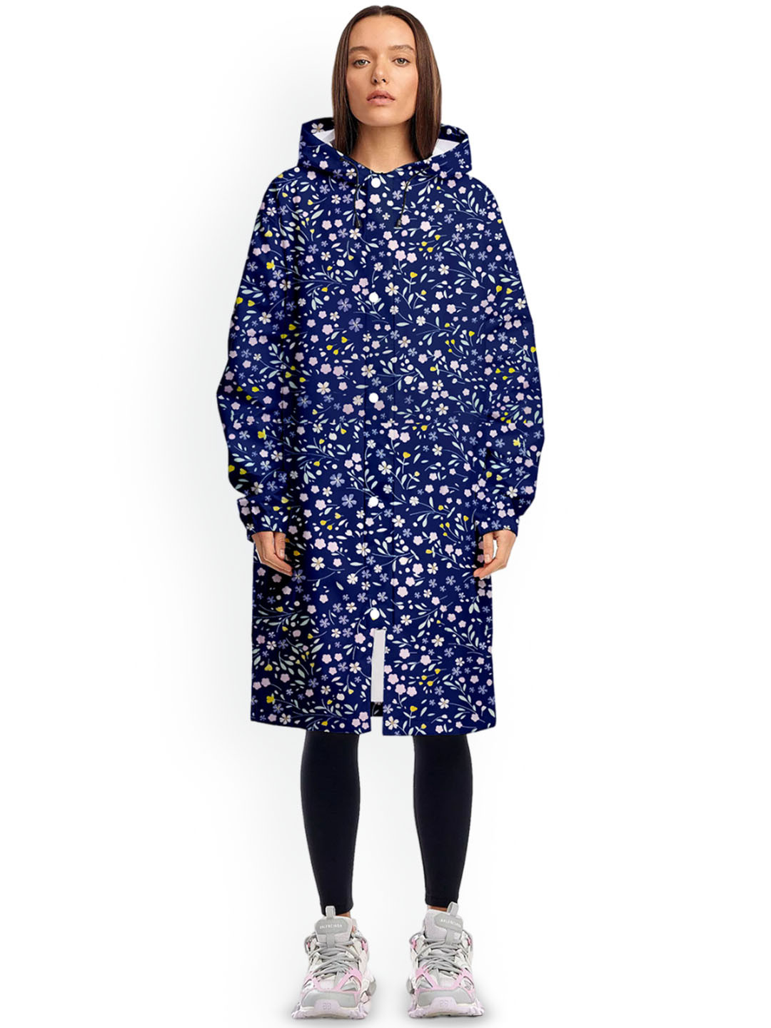 Buy CAMISON Floral Printed Hooded Waterproof Reversible Hooded Rain ...