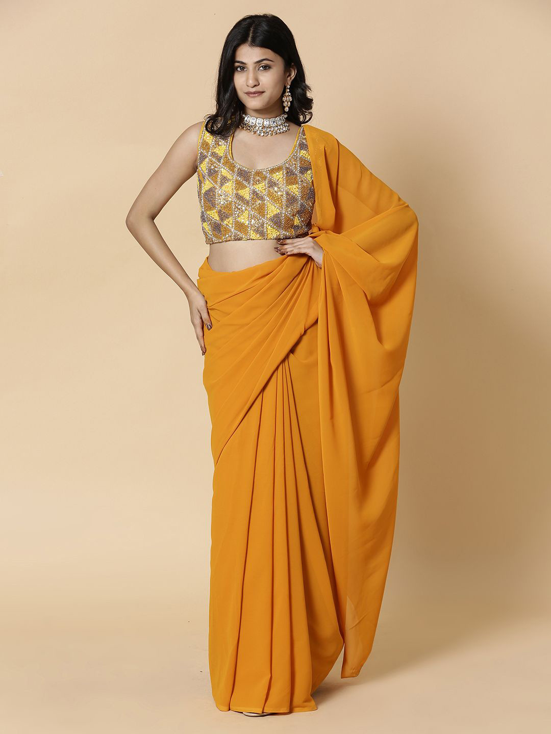 Buy Vervee Couture Pure Georgette Saree - Sarees for Women 29994423 ...
