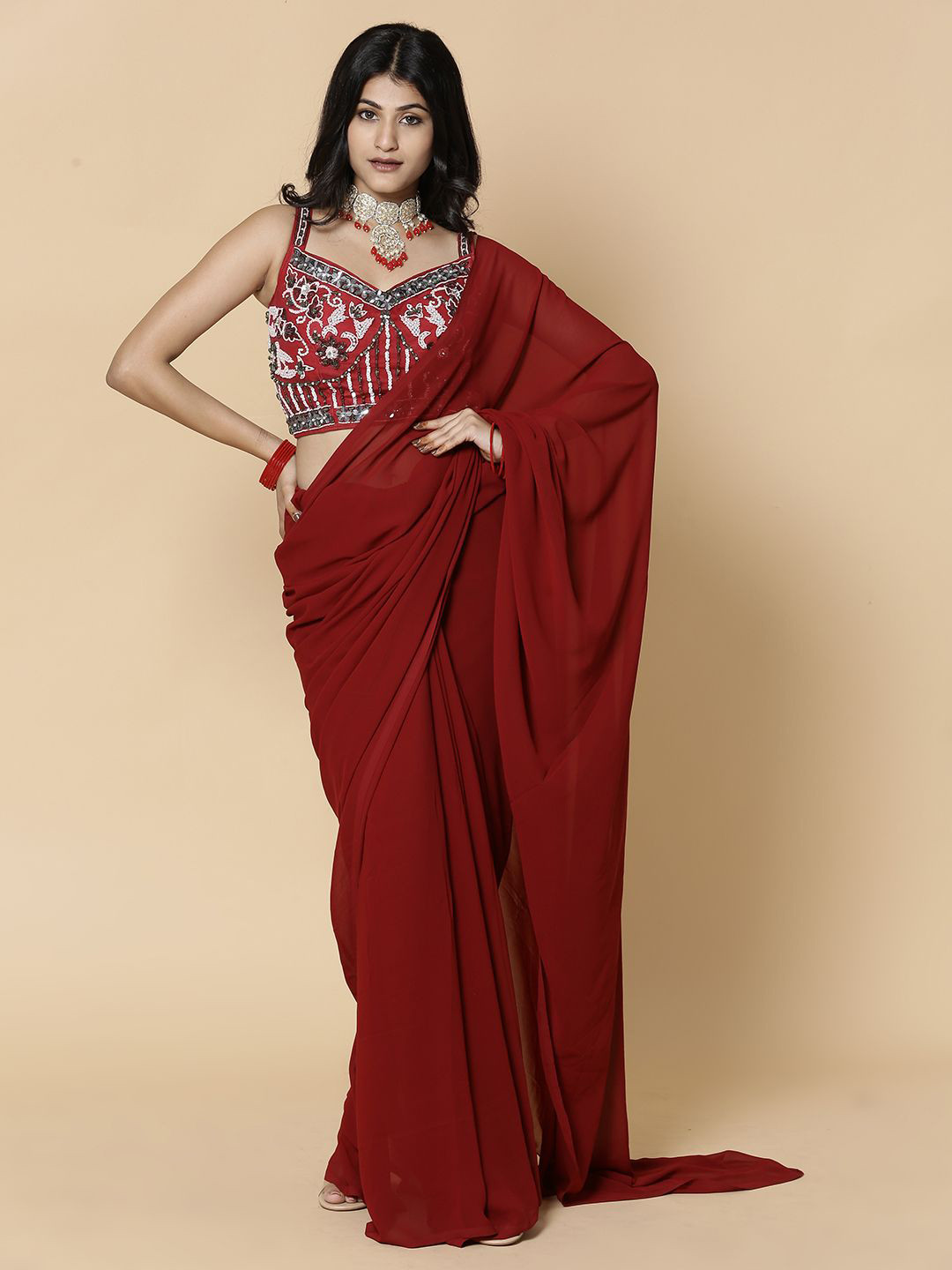Buy Vervee Couture Pure Georgette Saree - Sarees for Women 29994432 ...