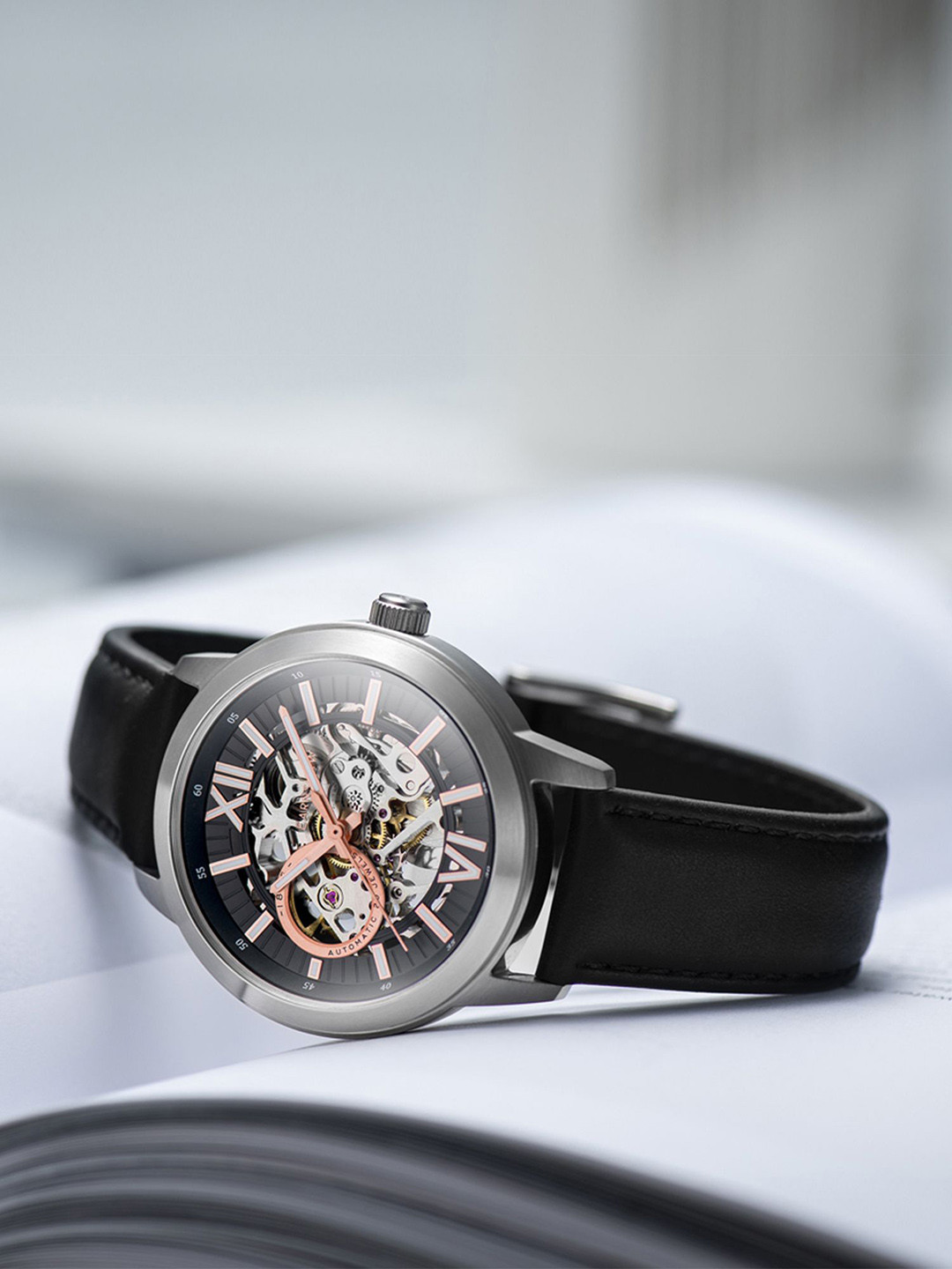 Buy EARNSHAW Men Dial & Leather Automatic Motion Powered Watch ES 8140 ...