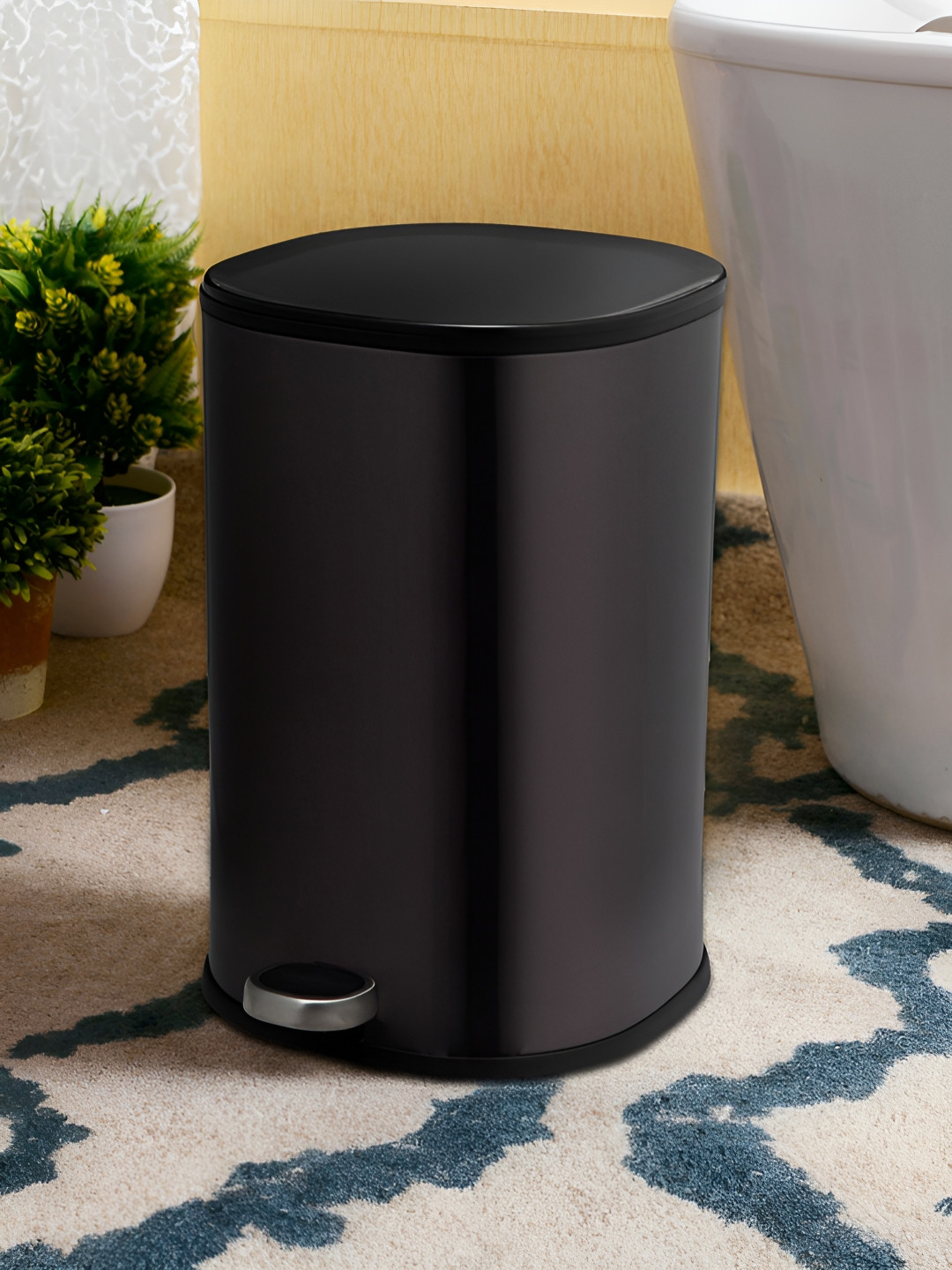 Buy OBSESSIONS Black Self Design Stain Steel Dustbins 5 Litre - Bins ...