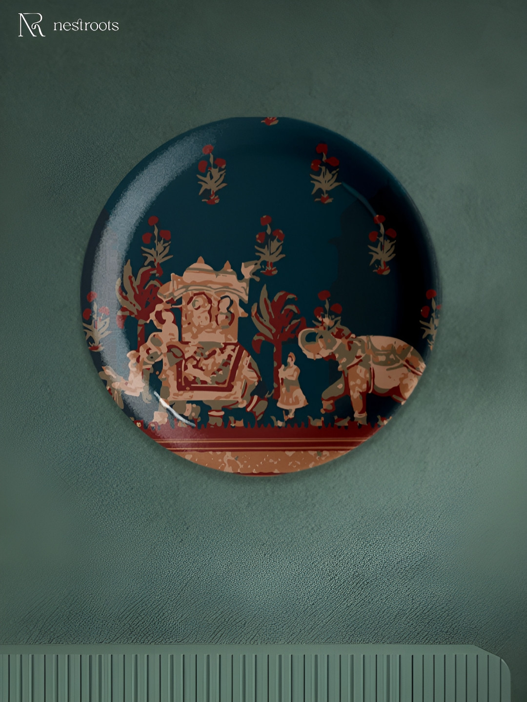 Buy Nestroots Navy Blue & Maroon Printed Ceramic Wall Plates - Wall ...