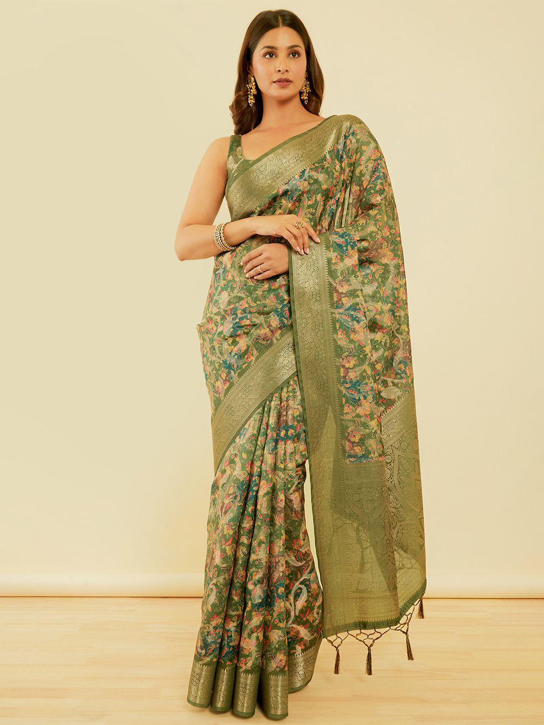 Buy Soch Ethnic Motifs Zari Saree With Blouse Piece - Sarees for Women ...