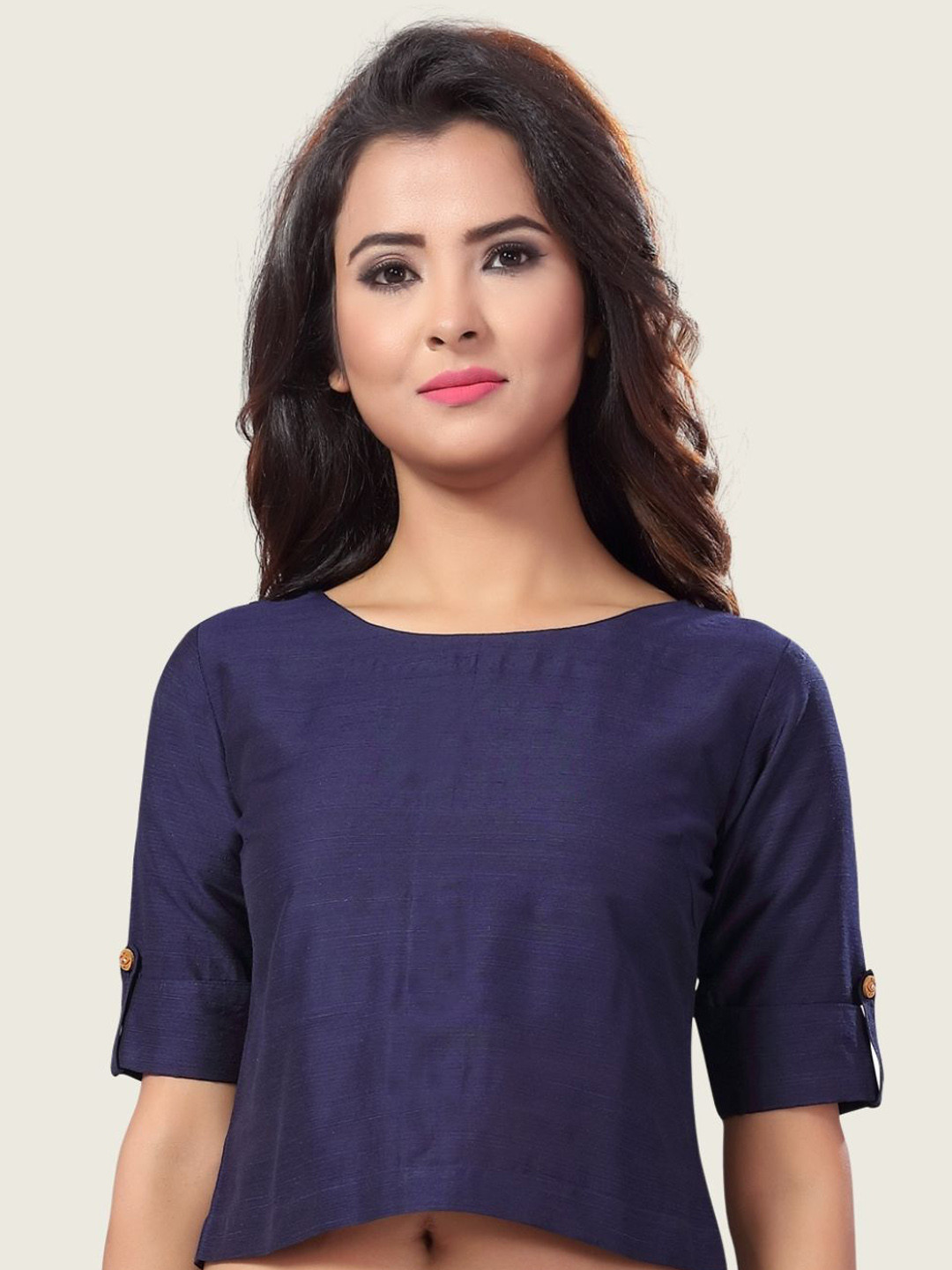 Buy Studio Shringaar Cotton Boat Neck Short Sleeve Saree Blouse - Saree ...