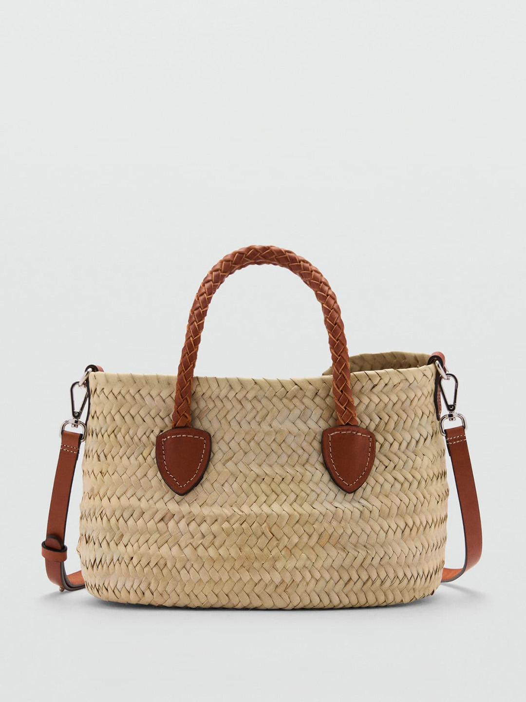 Buy MANGO Basket Weave Textured Structured Handheld Bag - Handbags for ...