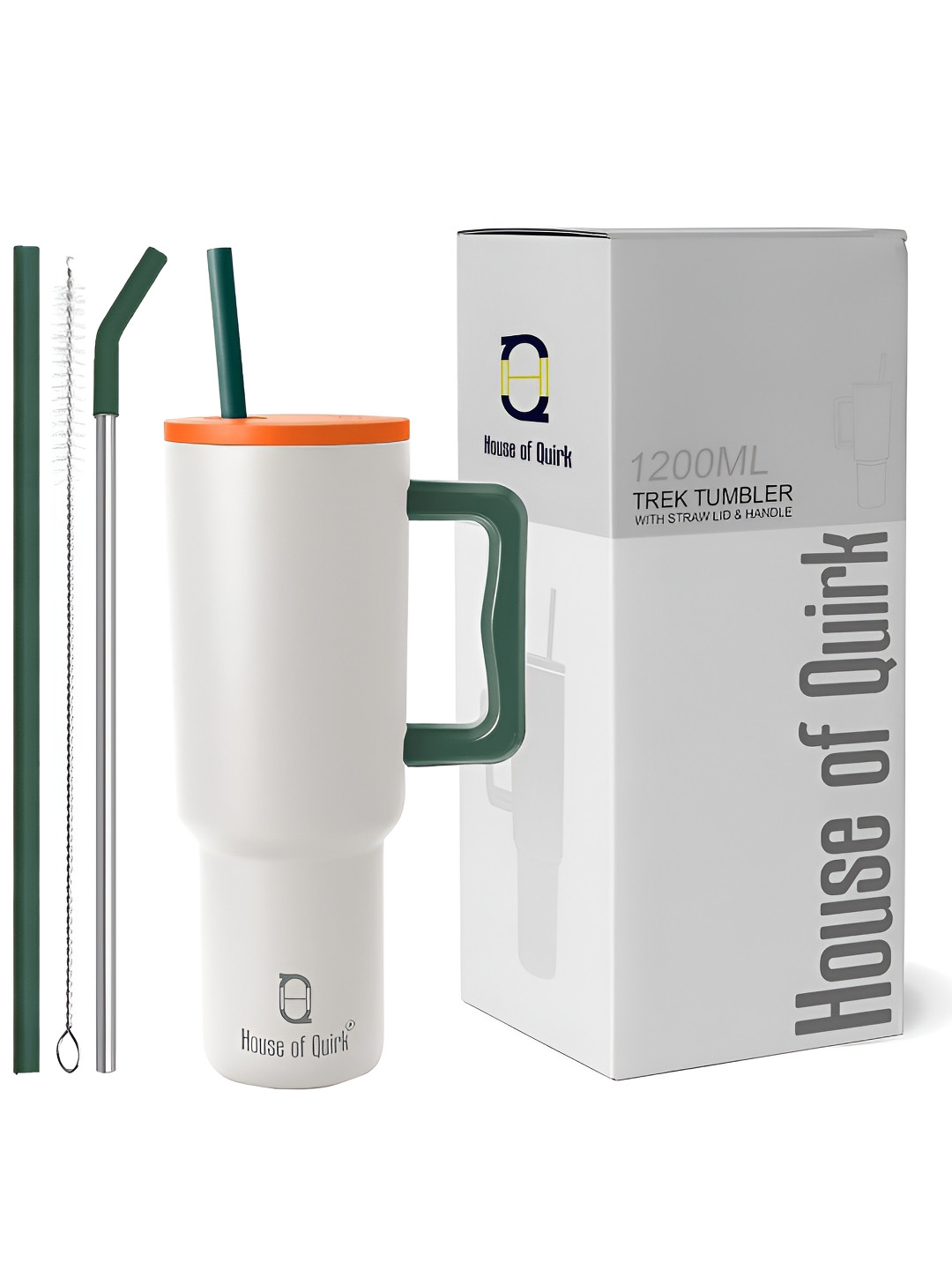 Buy HOUSE OF QUIRK White & Orange Double Wall Vacuum Stainless Steel ...