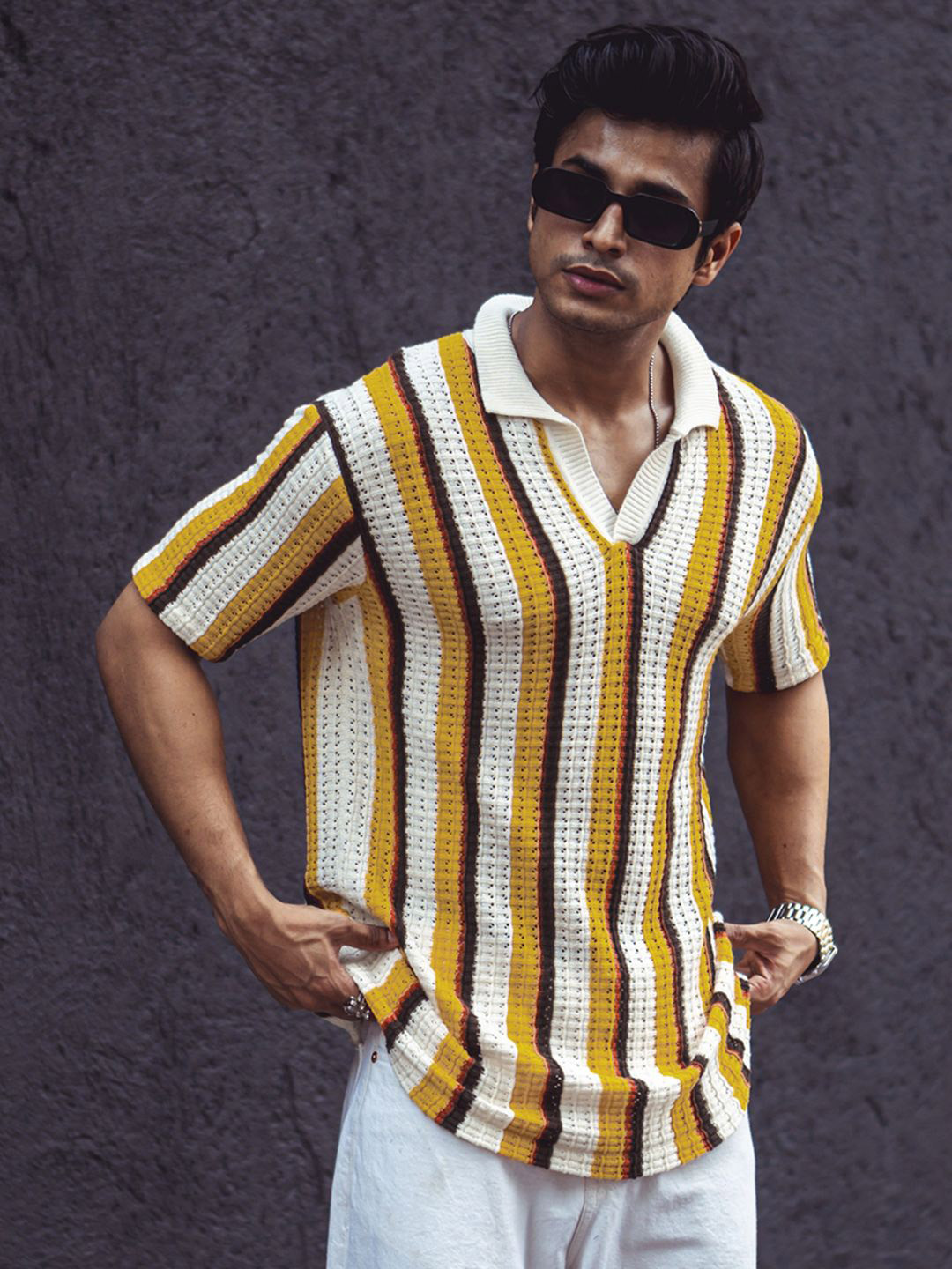 Buy Powerlook Men Striped Polo Collar T Shirt - Tshirts for Men ...