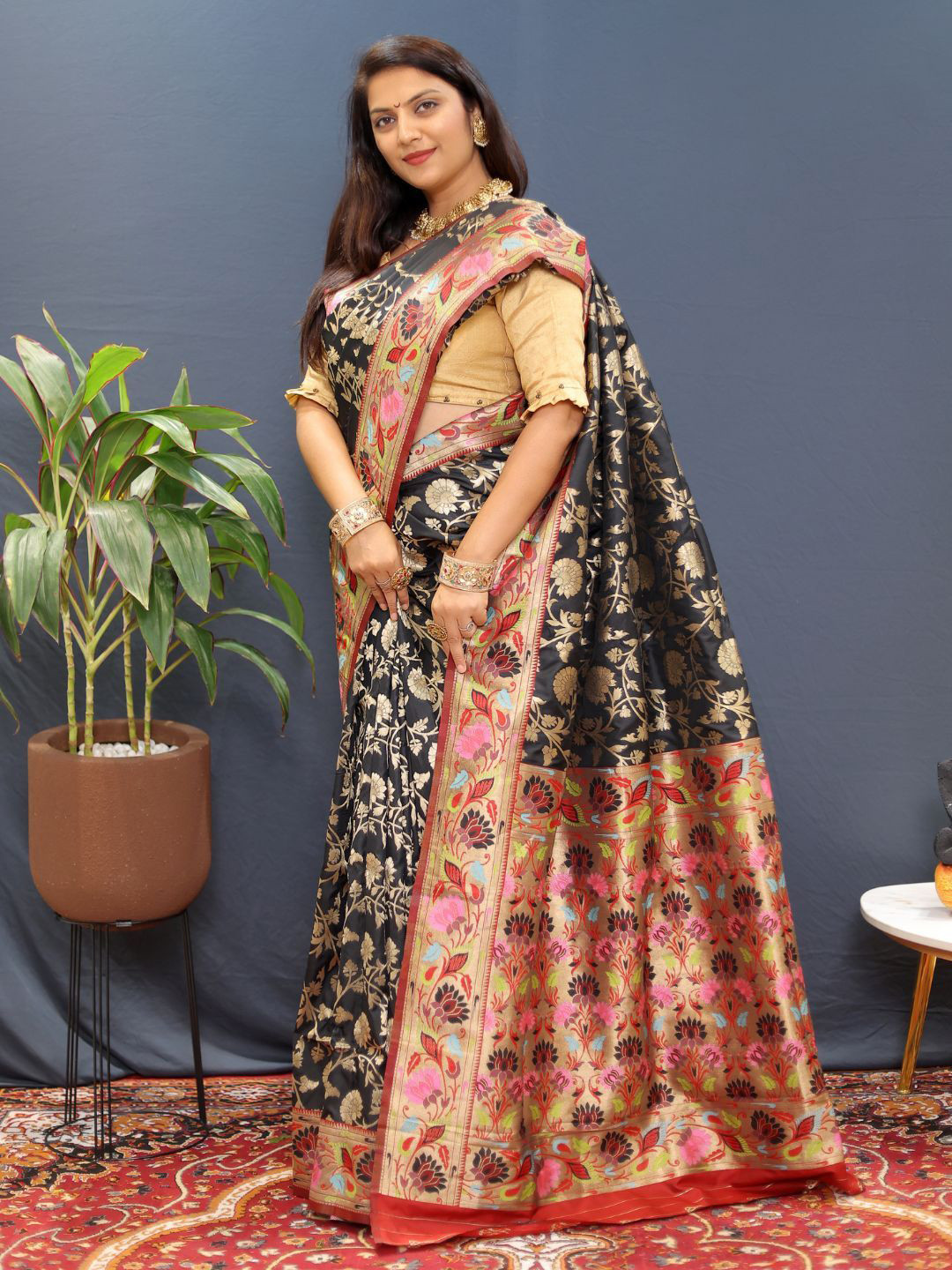 Buy SGF11 Woven Design Pure Zari Heavy Work Paithani Kanjeevaram Silk Saree - Sarees for Women ...