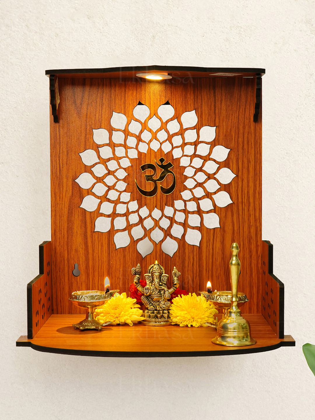 Buy Ekhasa Brown Textured Wooden Pooja Mandir - Pooja Essentials for ...