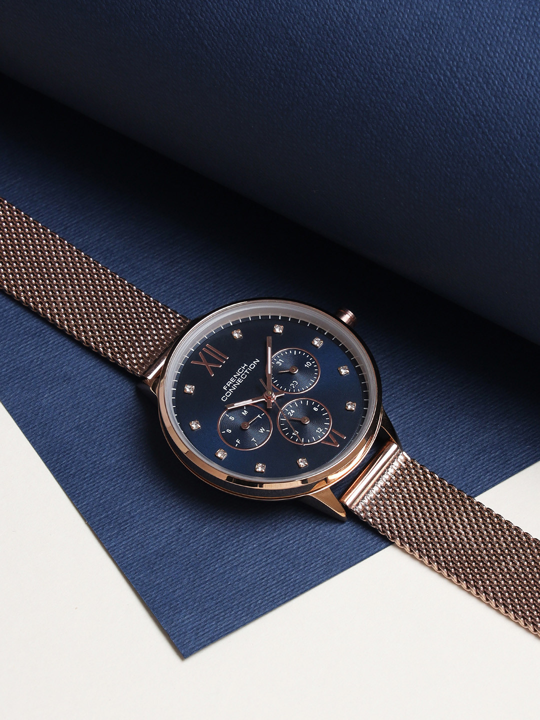 Buy French Connection Women Embellished Dial & Stainless Steel Analogue ...