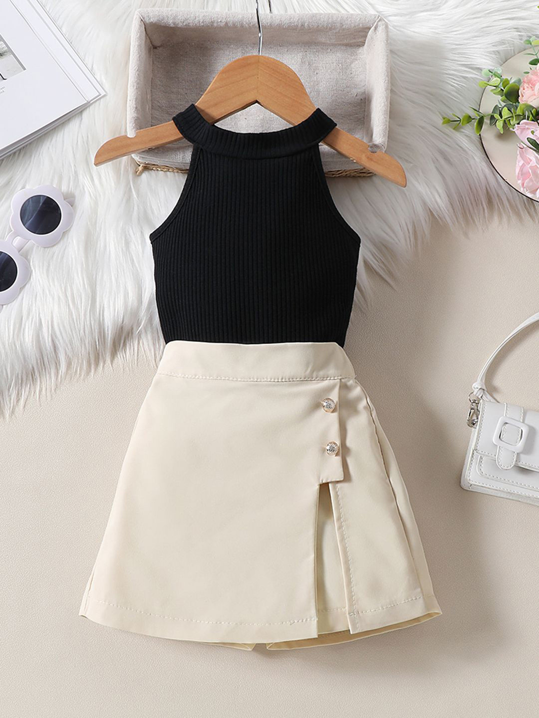 Buy INCLUD Girls Halter Neck Ribbed Top & Shorts - Clothing Set for ...