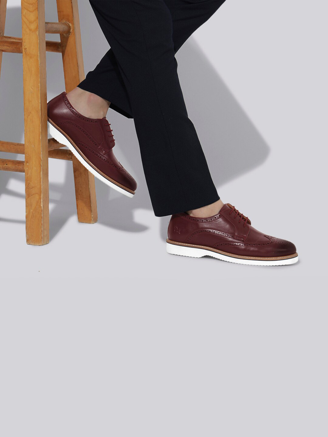 Buy NEEMANS Men Perforations Round Toe Lightweight Brogues - Casual ...