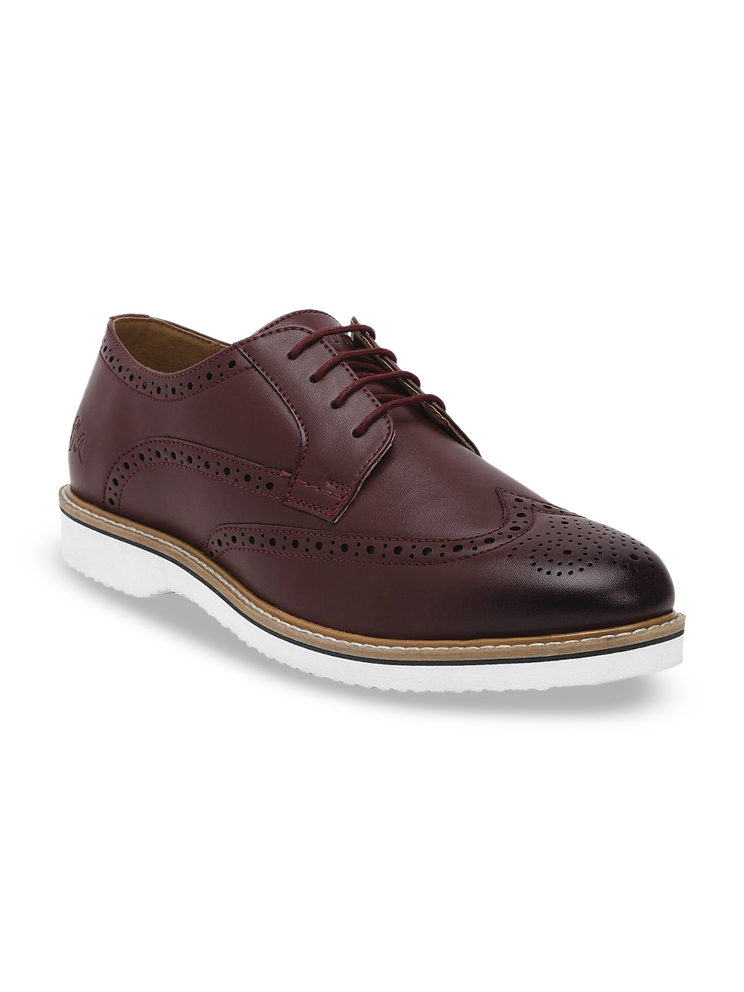 Buy NEEMANS Men Perforations Round Toe Lightweight Brogues - Casual ...