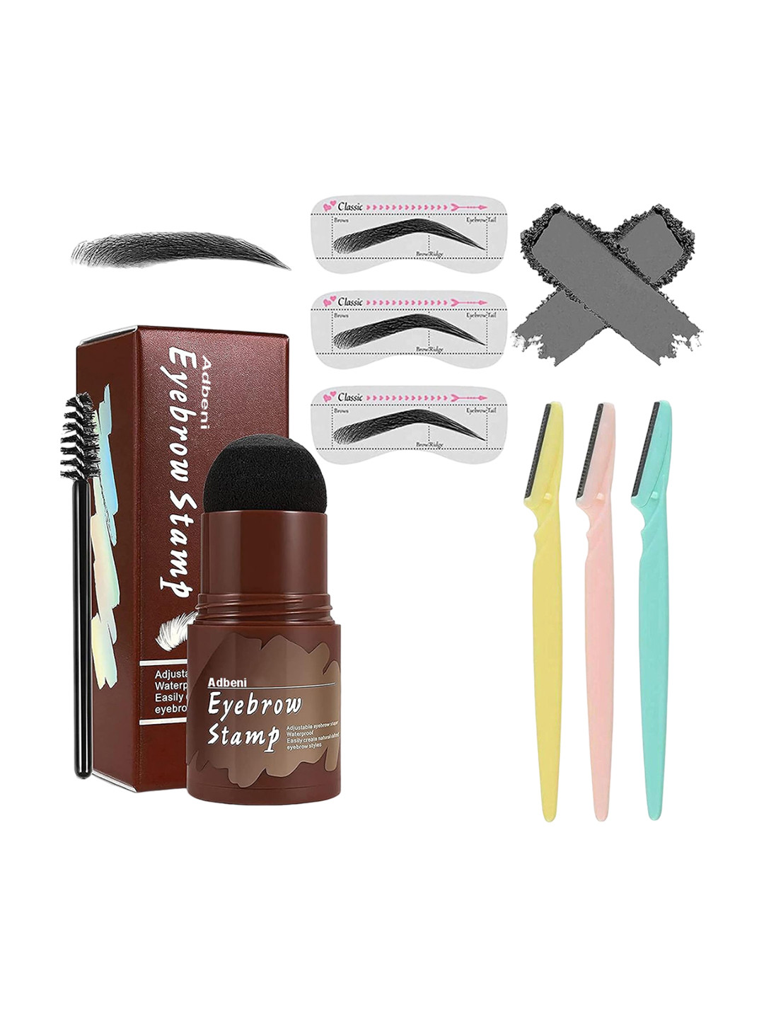 Buy Adbeni Eyebrow Stamp Powder 24g Black With Twinkle Eyebrow Razor ...