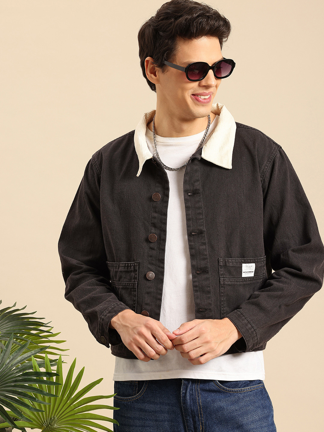 Buy Mast & Harbour Contrast Collar Pure Cotton Denim Jacket - Jackets ...