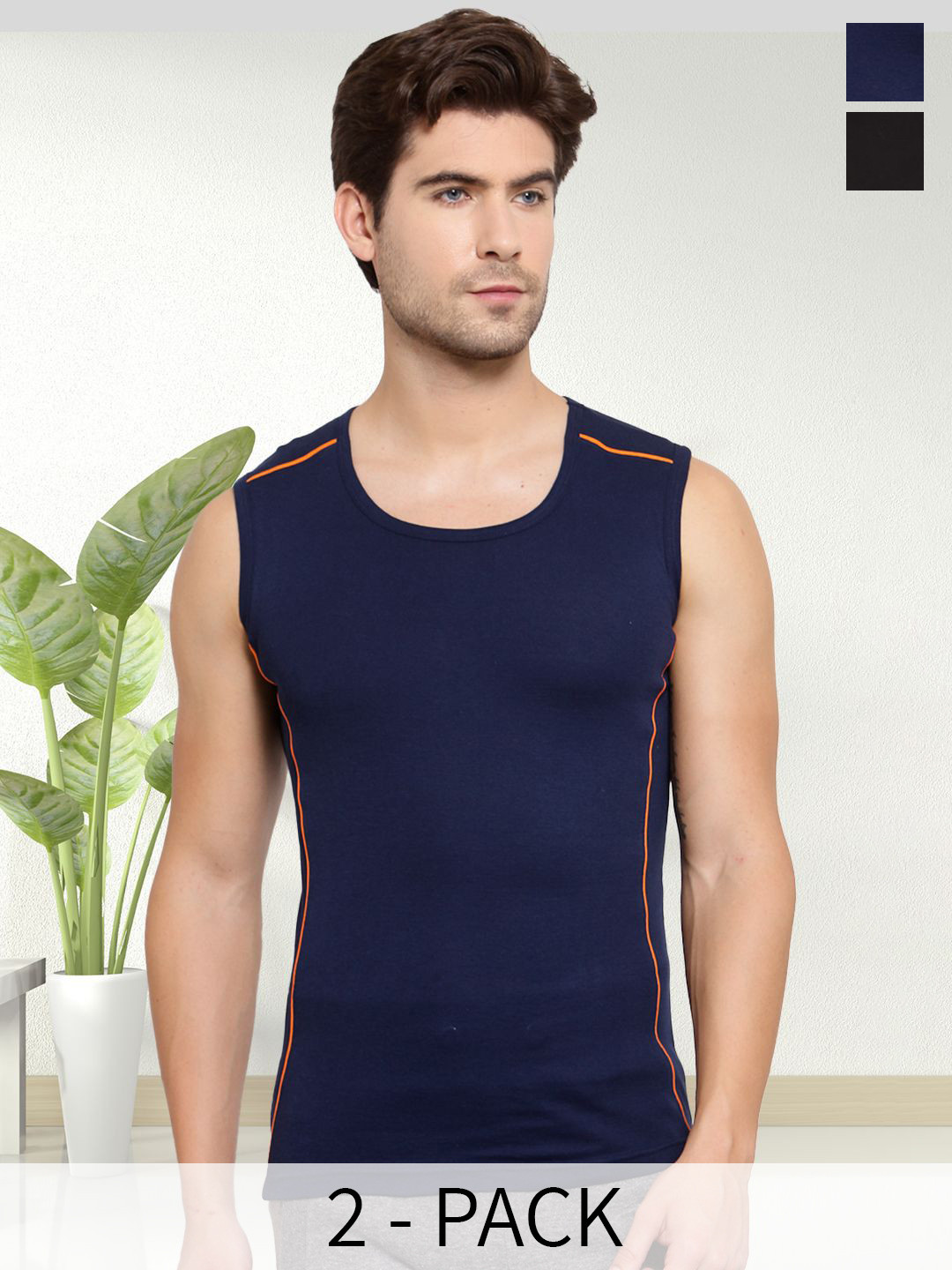 Buy SPORTO Pack Of 2 Cotton Round Neck Sleeveless Innerwear Vests ...