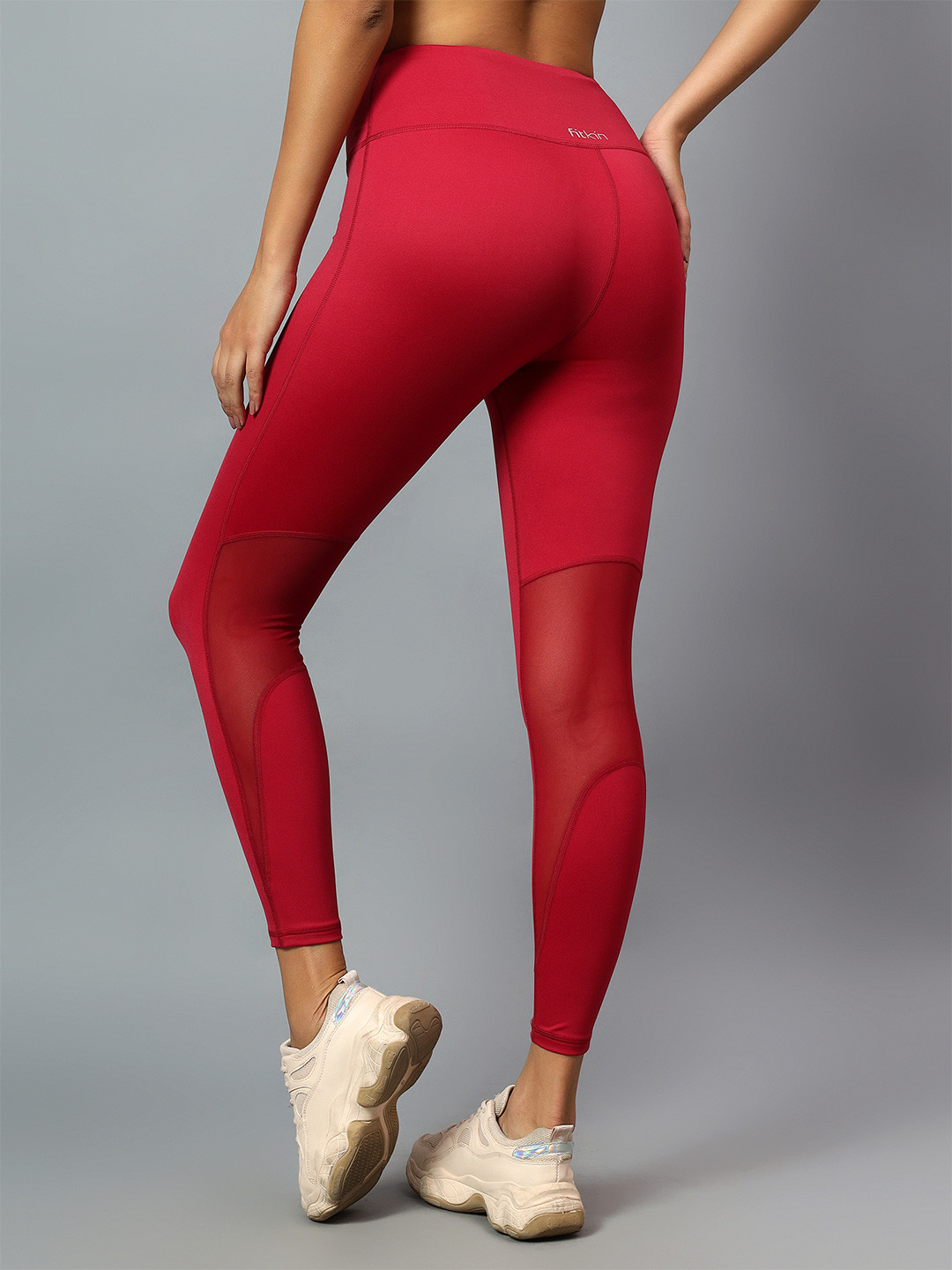 Buy Fitkin Womens Magenta Back Mesh Design Tights - Tights for Women ...