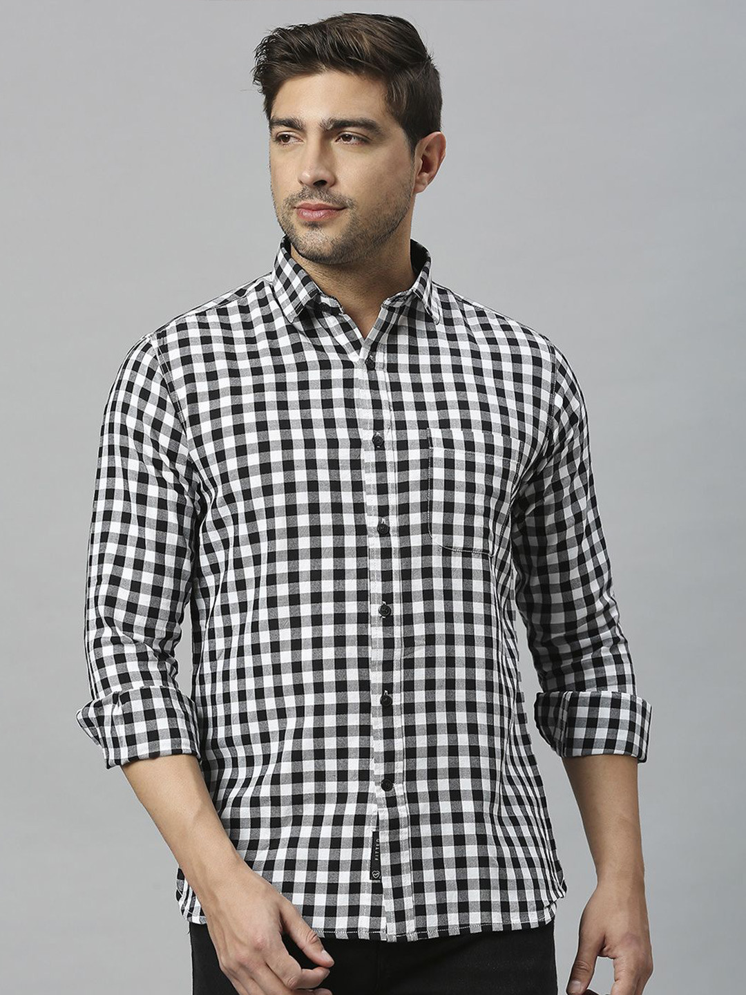 Buy Klub Fox Men Slim Fit Gingham Checks Opaque Checked Casual Shirt ...