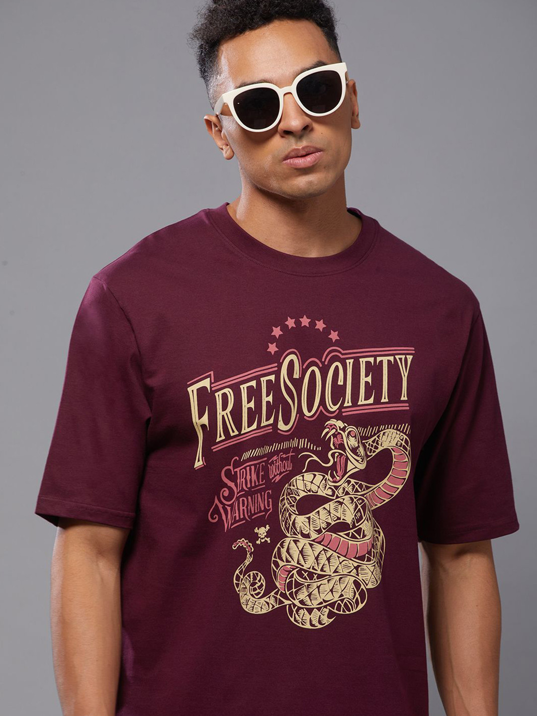 Buy FREE SOCIETY Men Printed Raw Edge T Shirt - Tshirts for Men ...