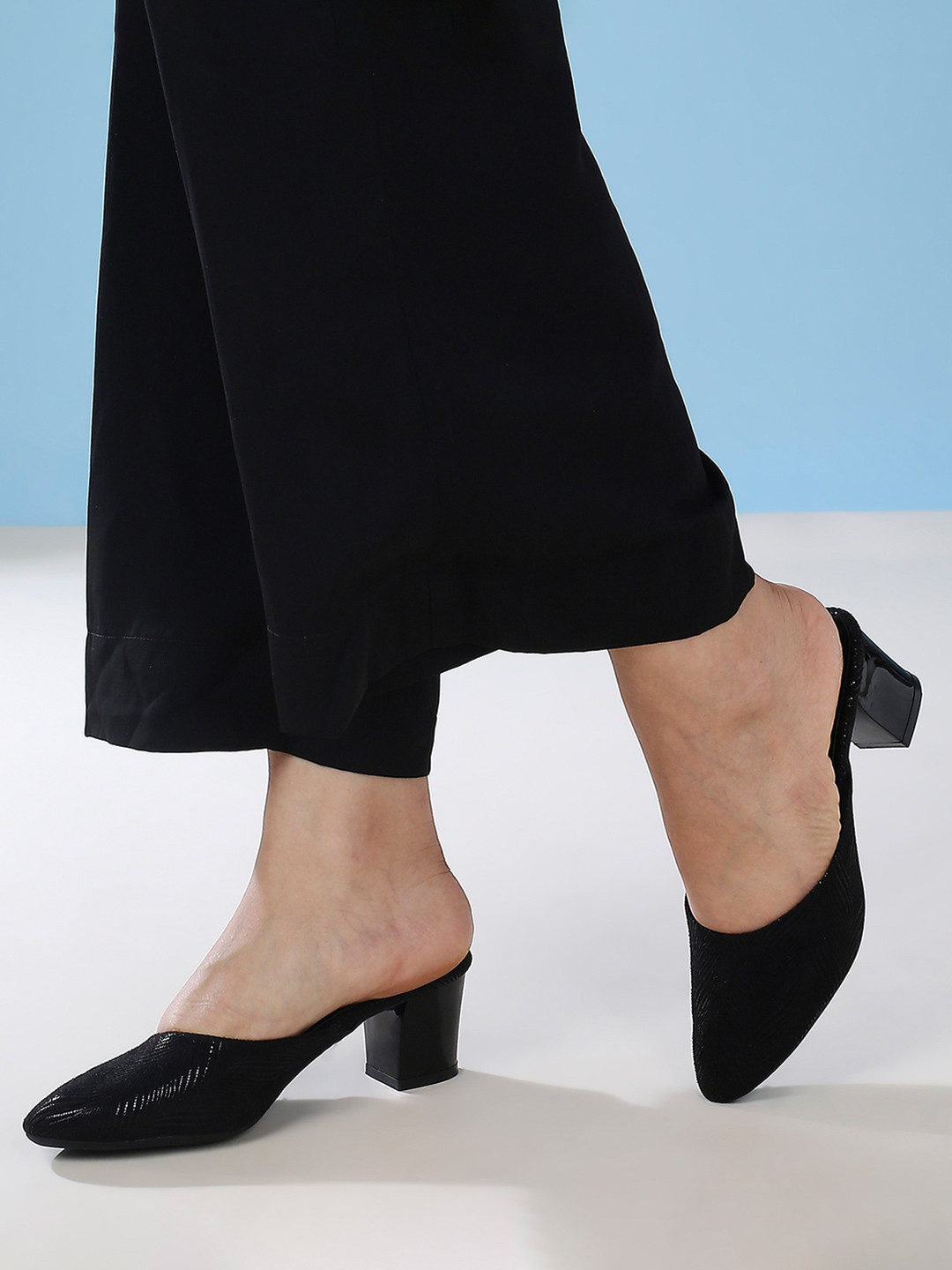 Buy Inc 5 Textured Block Mules Heels - Heels for Women 30015500 | Myntra
