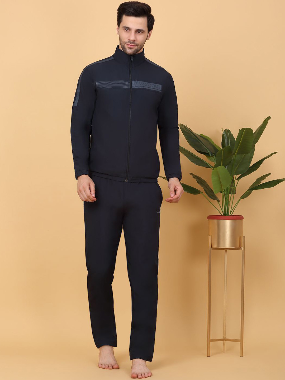 Buy Sweet Dreams Navy Blue Mock Collar Night Suit - Night Suits for Men ...