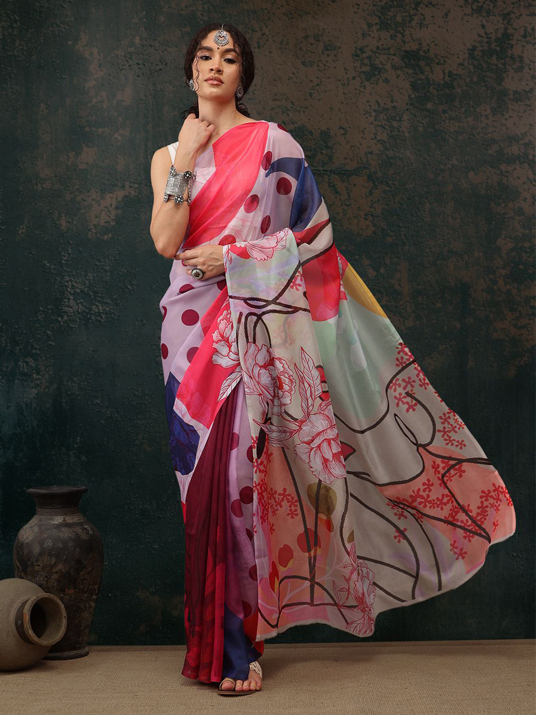 Buy Silk Land Floral Digital Print Saree - Sarees for Women 30022434 ...