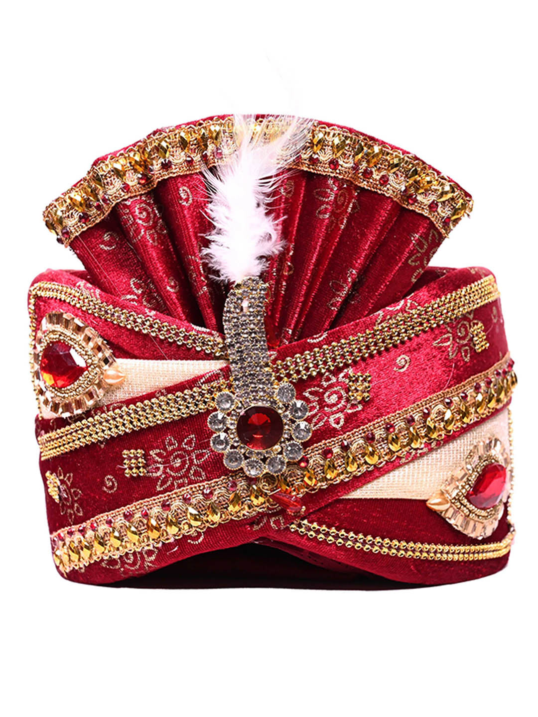 Buy ZARIDHAR Ethnic Motifs Embroidered Groom Pagri With Safa - Pagri ...