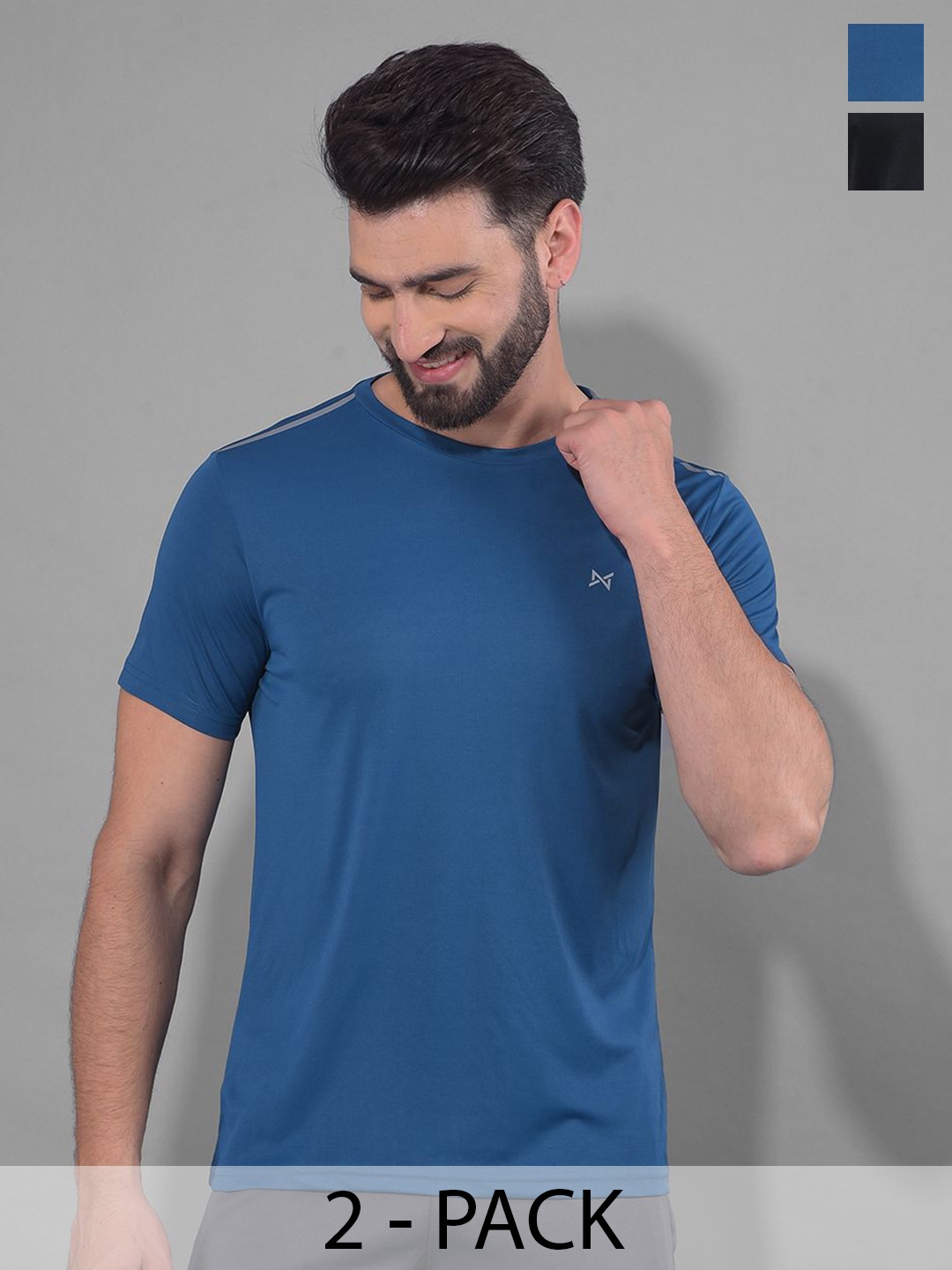 Buy Force Nxt Men Pack Of 2 Anti Odour Solid Round Neck Training Or Gym