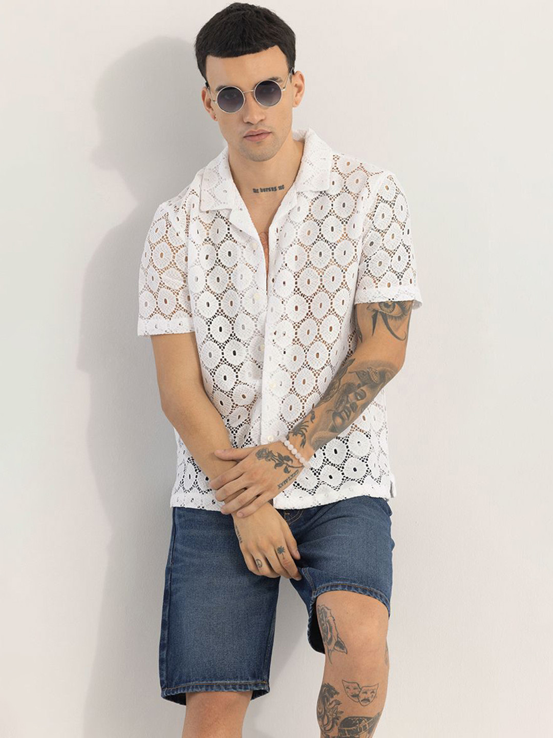Buy Snitch Men Classic Boxy Sheer Printed Casual Shirt - Shirts for Men ...