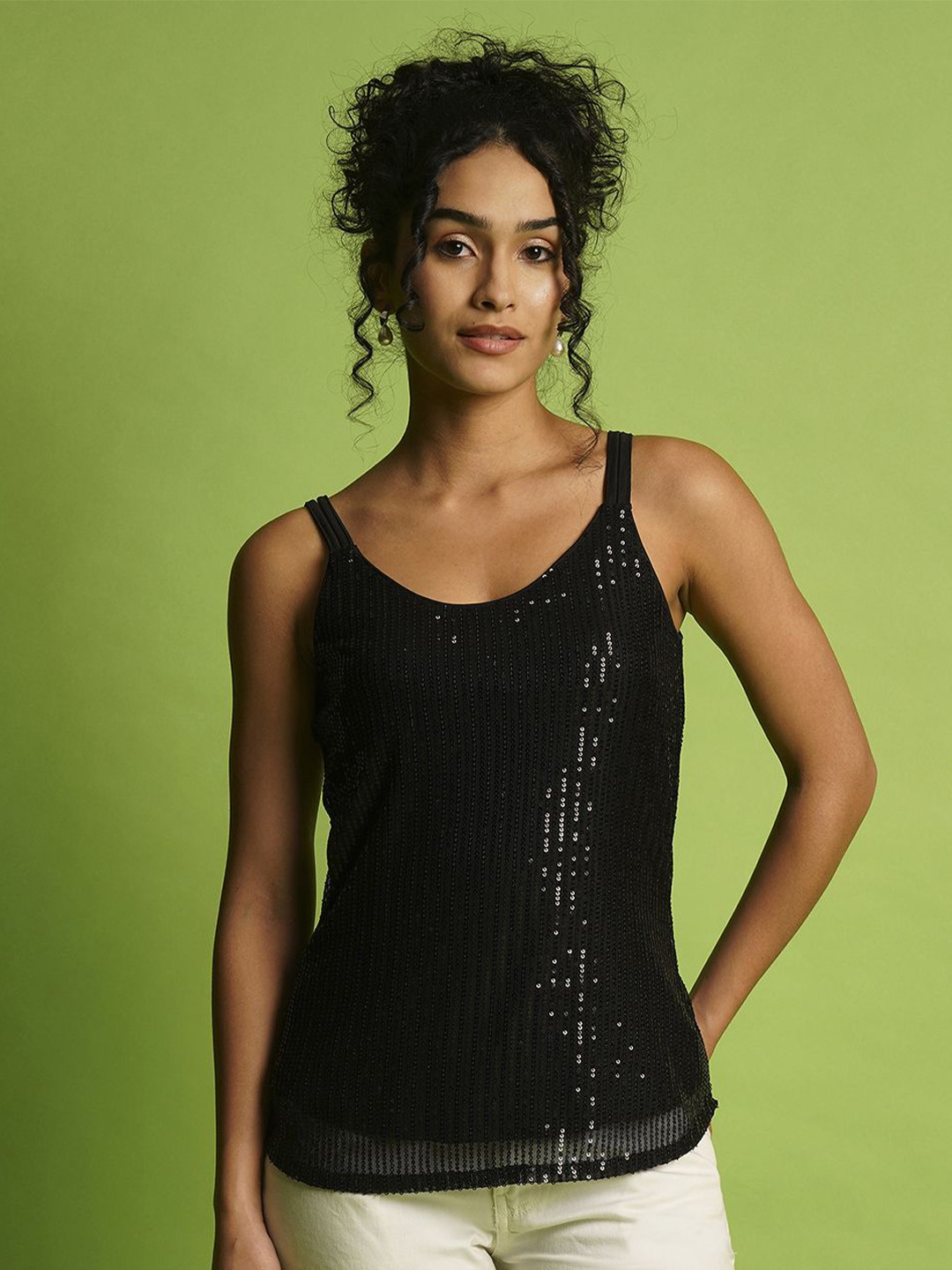 Buy Globus Embellished Sequined Shoulder Straps Top - Tops for Women ...