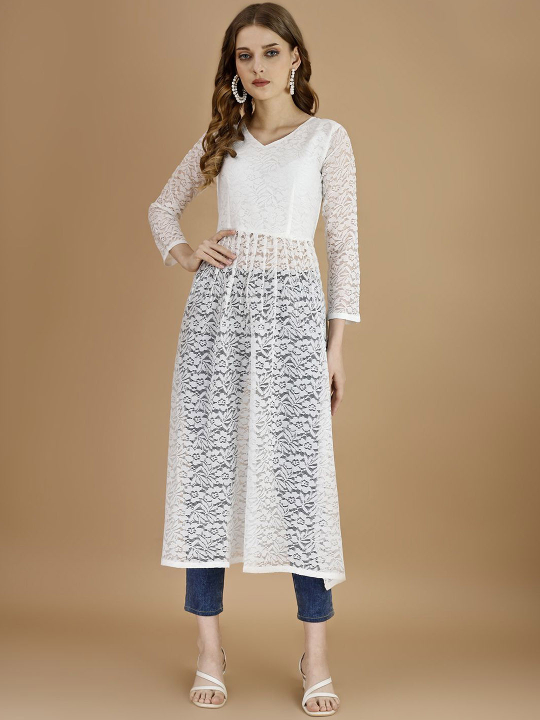 Buy FORKEY Floral Printed V Neck Kurta - Kurtas for Women 30030967 | Myntra