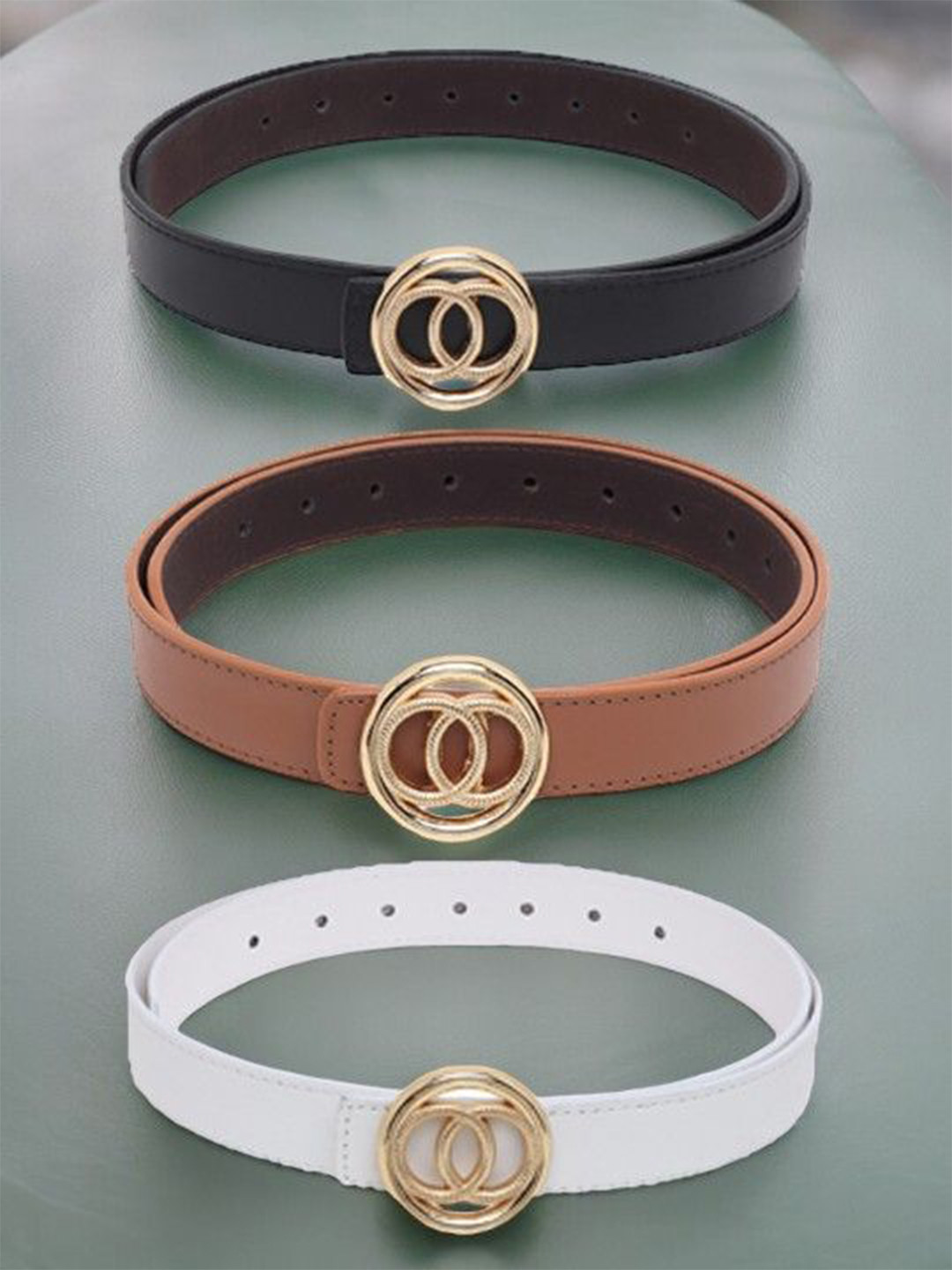 Buy Kastner Women Set Of 3 Solid Push Pin Closure Belt - Belts for ...