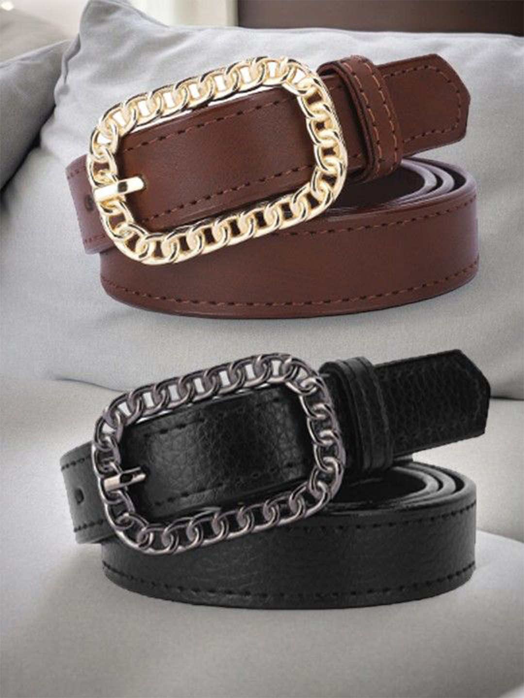 Buy DressBerry Women Set Of 2 Solid Tang Closure Formal Belts - Belts ...
