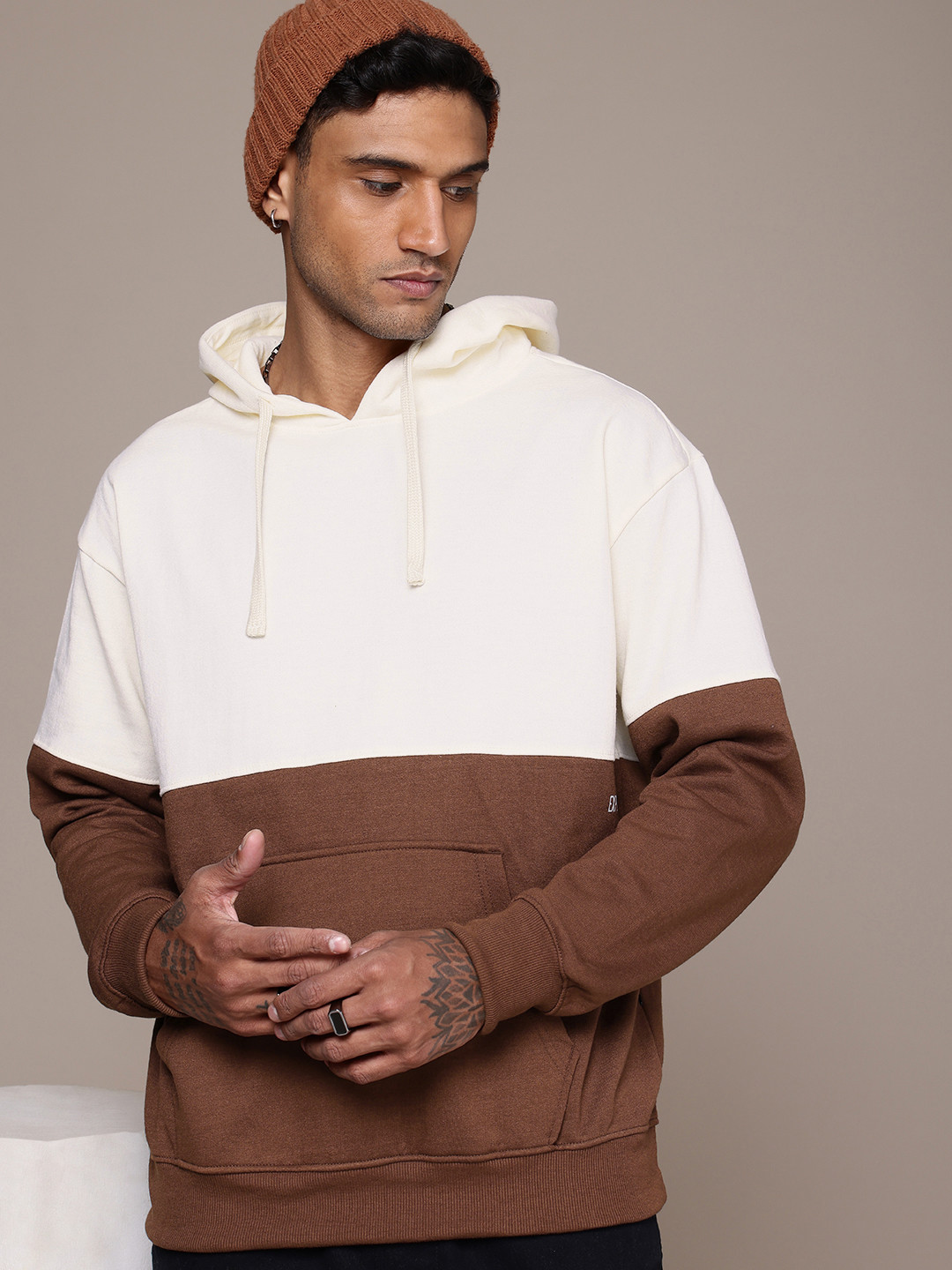 Buy The Roadster Life Co. Colourblocked Relaxed Fit Hooded Sweatshirt ...