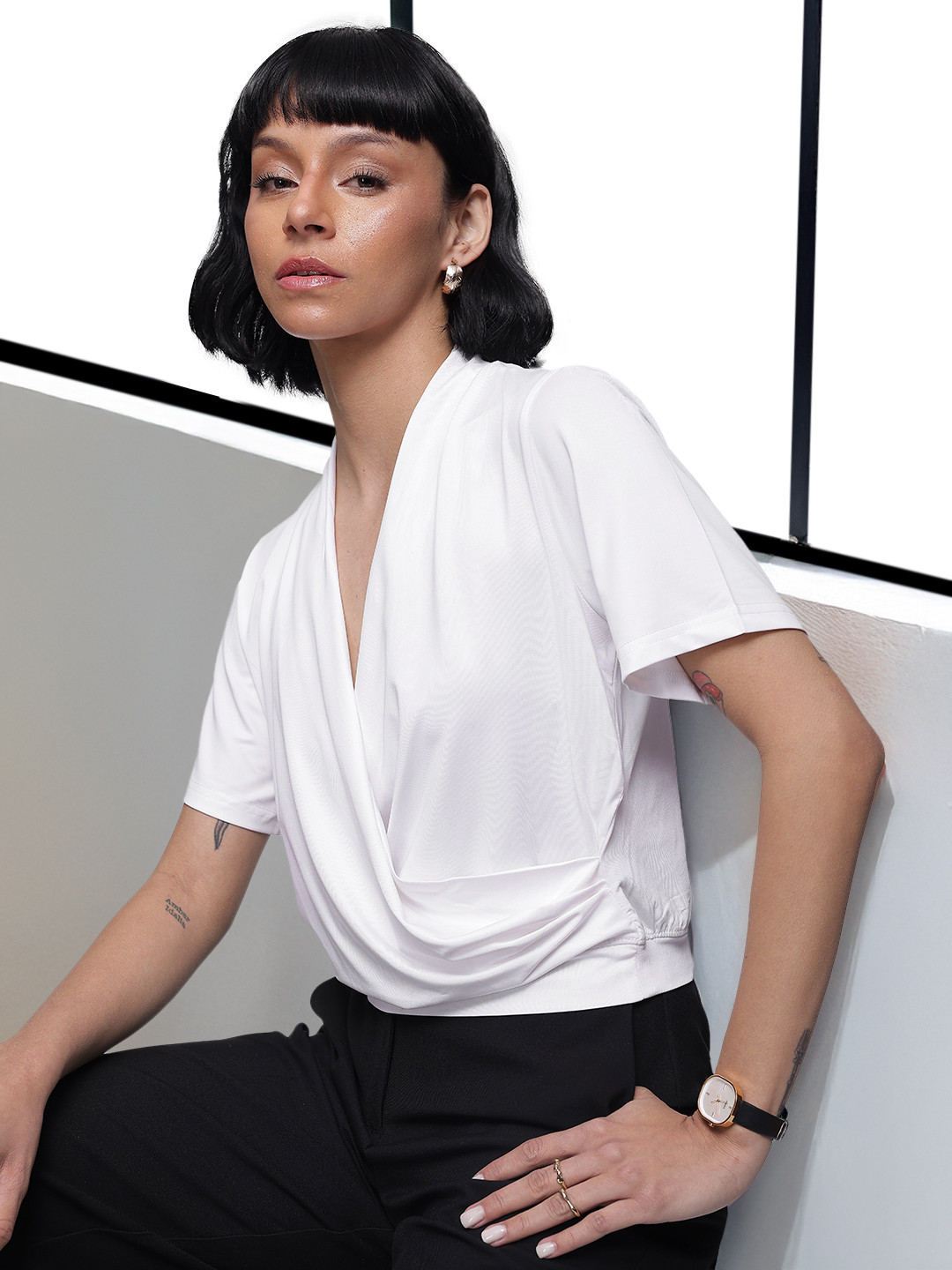 Buy French Connection V Neck Gathered Top - Tops for Women 30036860 ...
