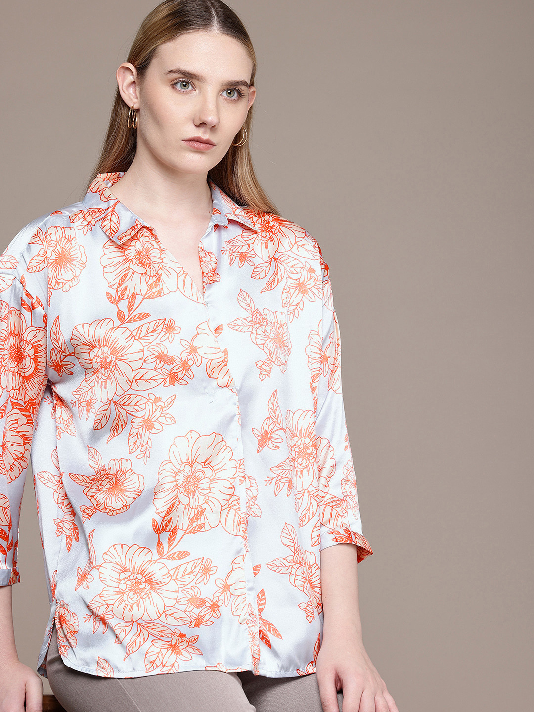 Buy French Connection Shirt Collar Floral Print Top - Tops for Women ...