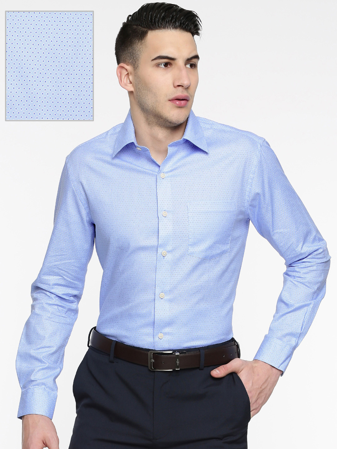 Buy Arrow Men Blue Snug Slim Fit Printed Formal Shirt - Shirts for Men ...