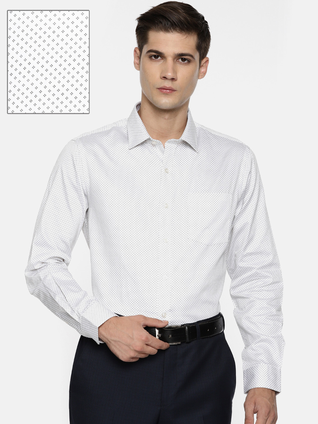 Buy Arrow Men Off White & Black Slim Fit Printed Formal Shirt - Shirts ...