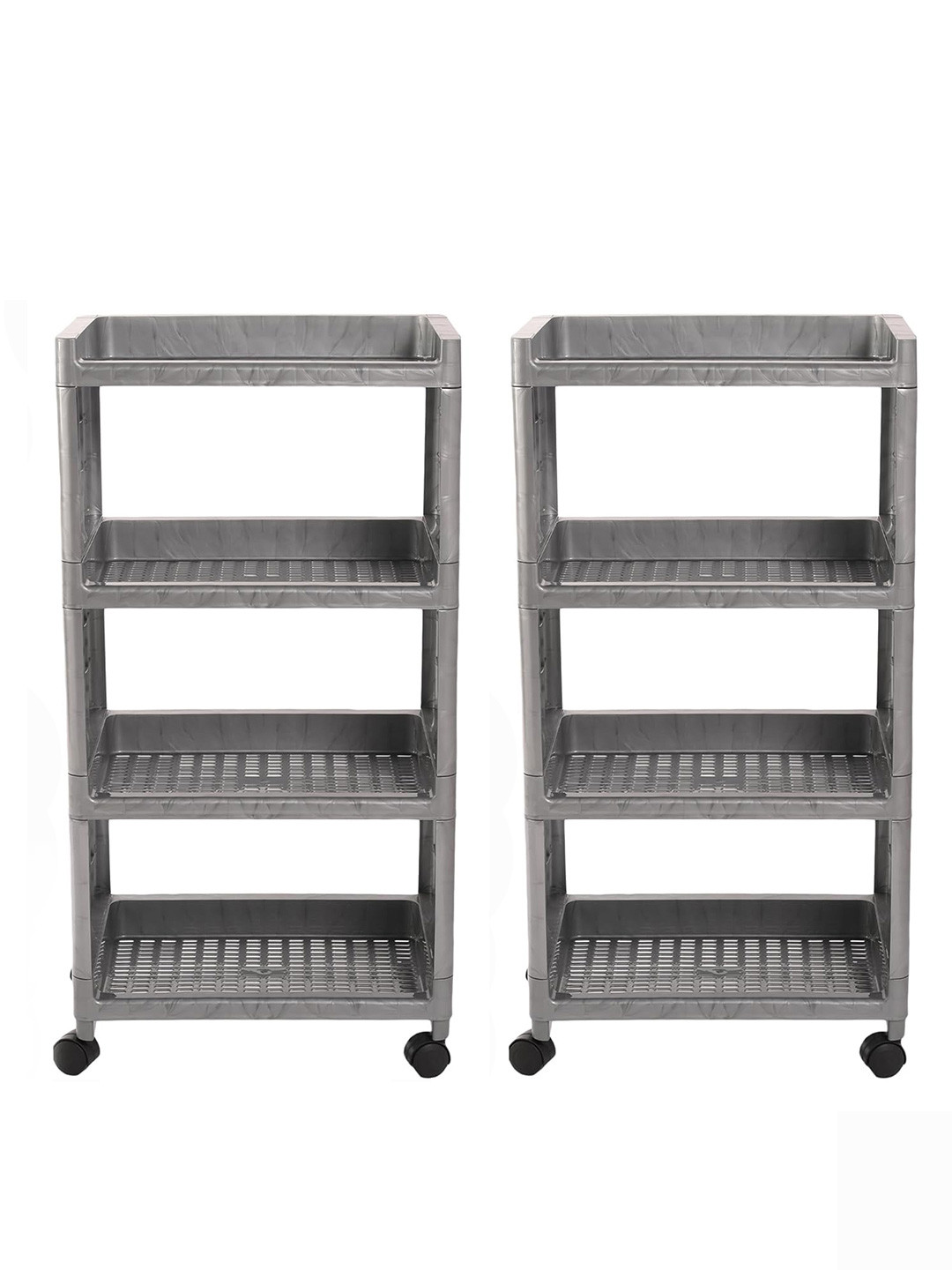 Buy Kuber Industries Grey 2 Pieces 4 Layer Storage Trolley Rack - Racks ...