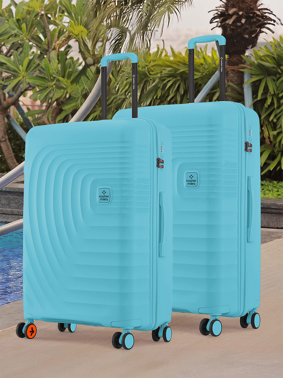 Buy Nasher Miles Boston Polypropylene Medium Large Teal Trolley Bags ...