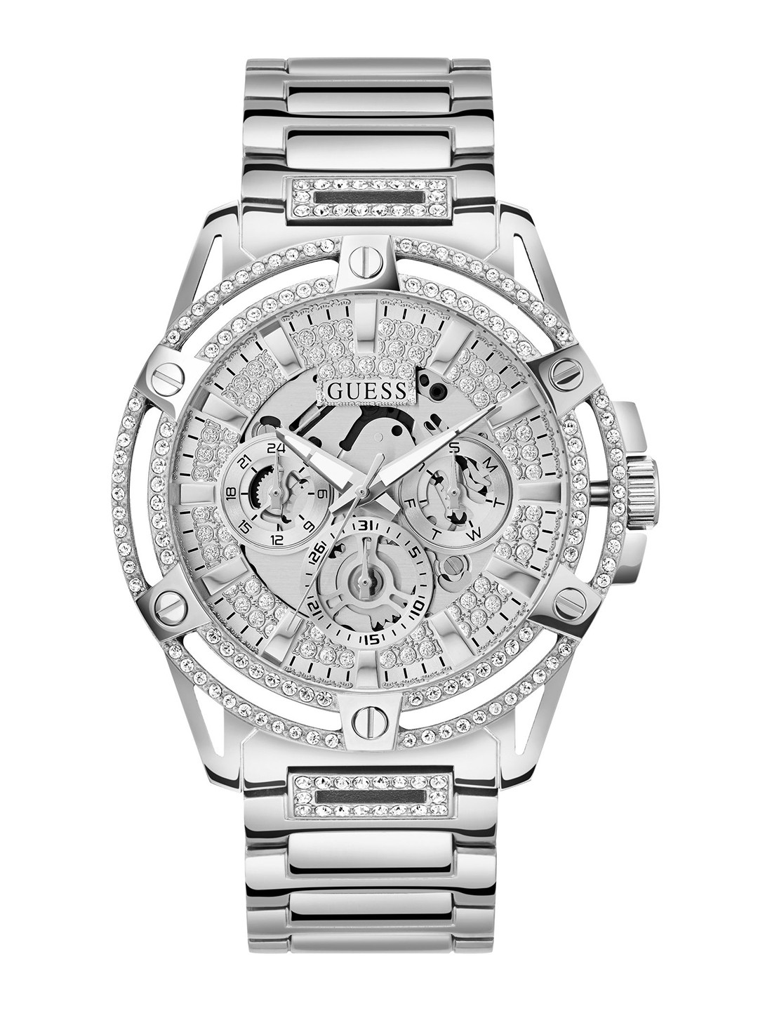 Buy GUESS Men Embellished Bracelet Style Straps Analogue Multi Function ...